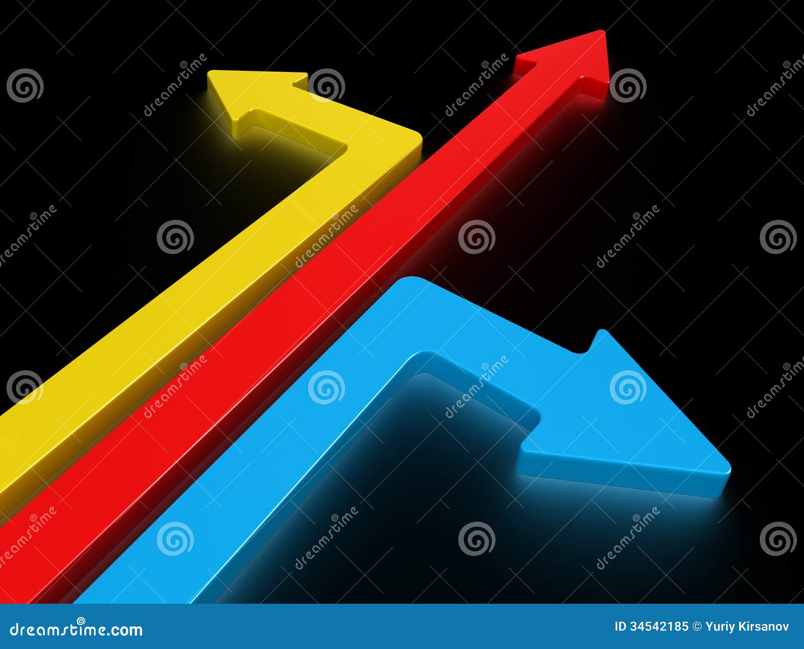 Pijlen in drie richtingen stock illustratie. Illustration of beeld ...