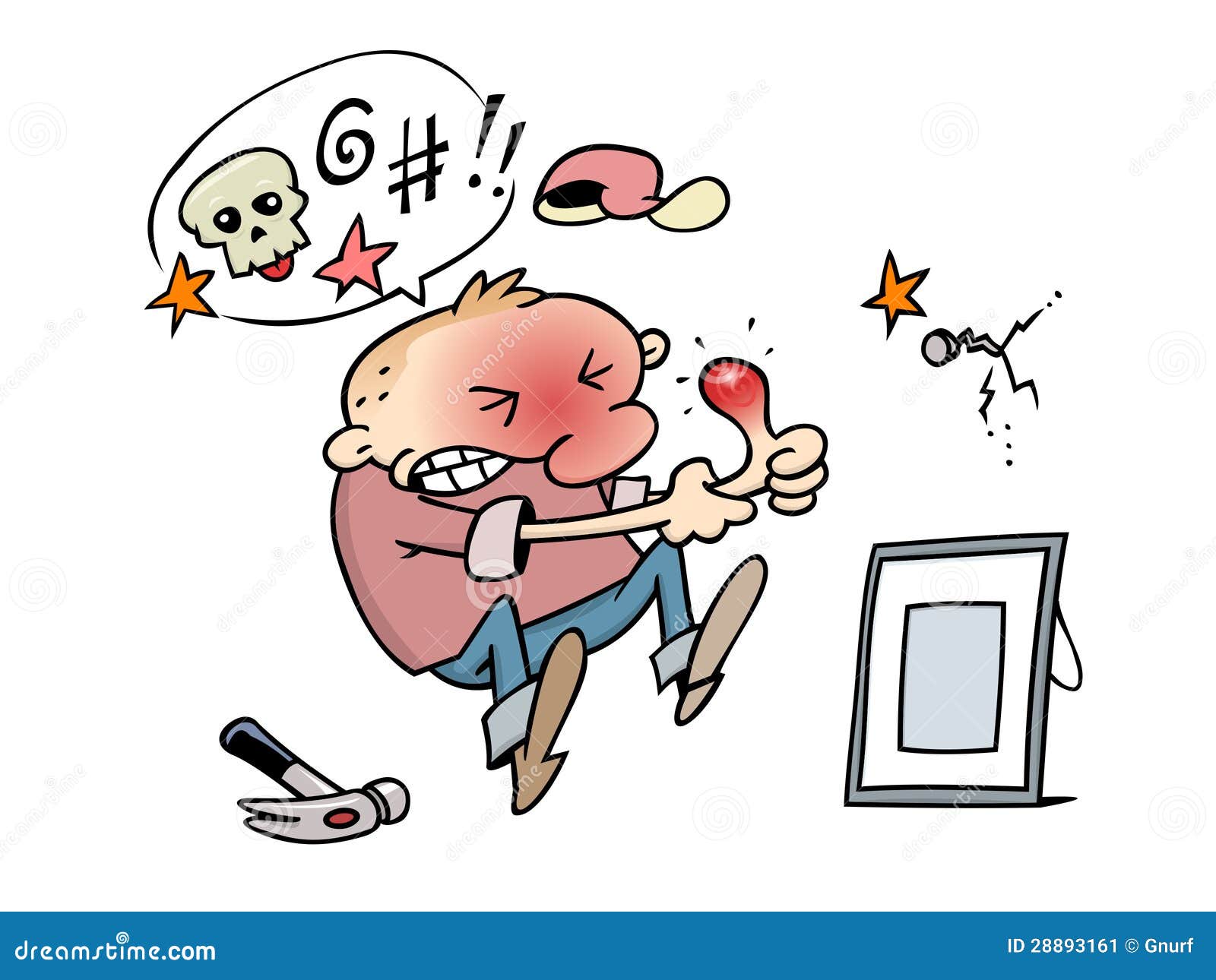Pijnlijke duim vector illustratie. Illustration of verstoord - 28893161