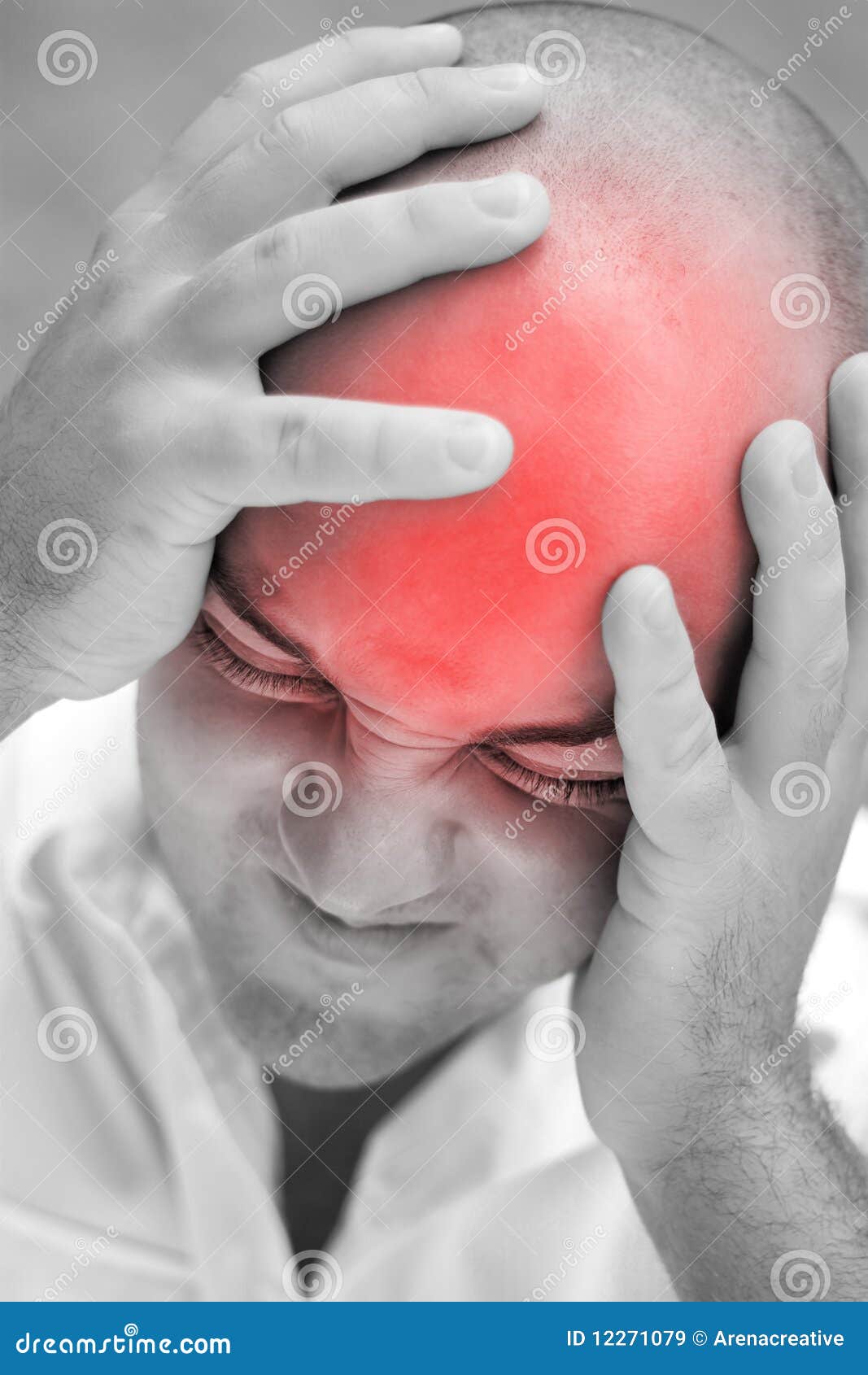 Pijnlijke Hoofdpijn stock afbeelding. Image of bezorgdheid - 12271079