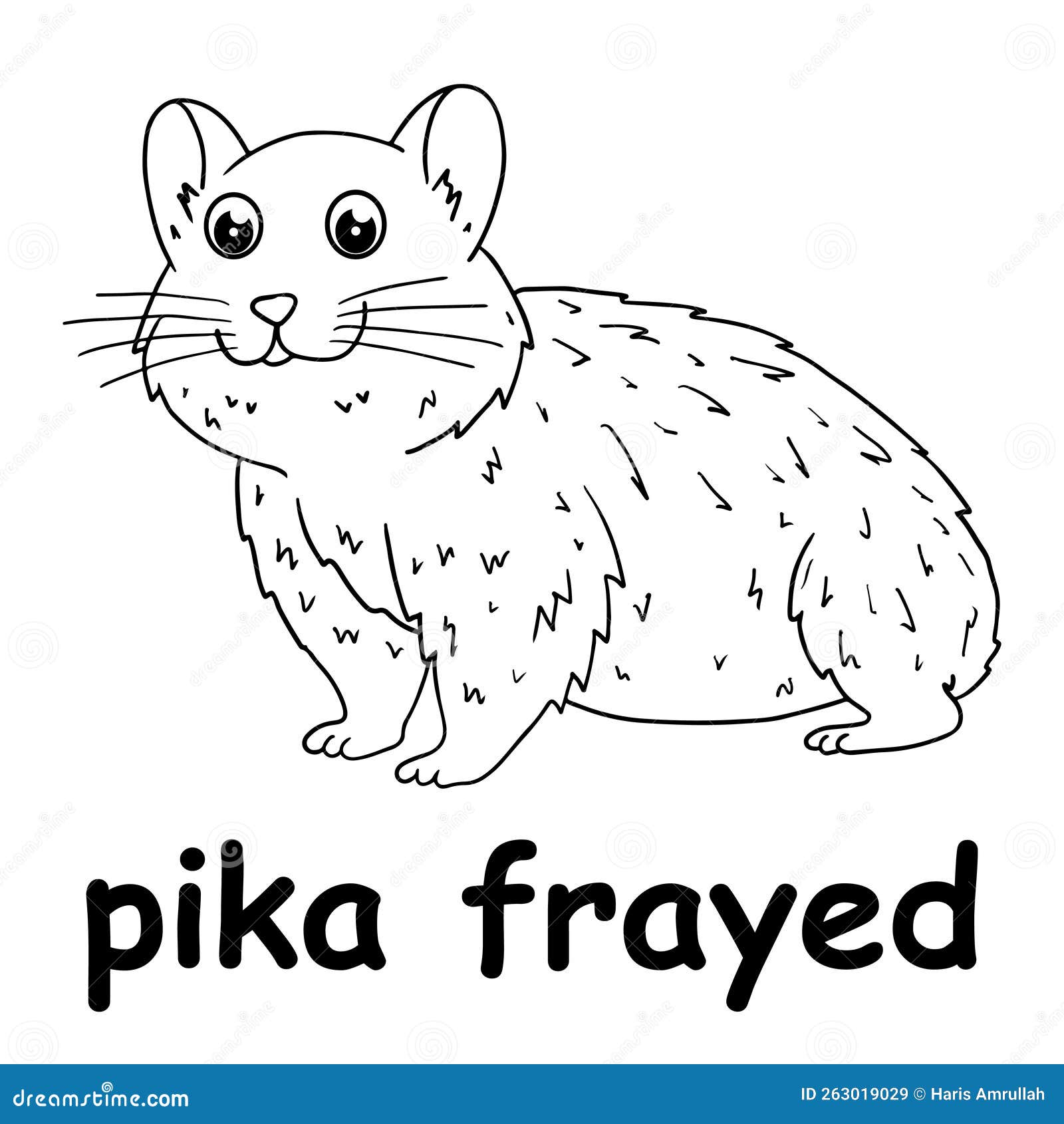Kids Line Illustration Coloring Pika Frayed. Animal Outline Stock ...