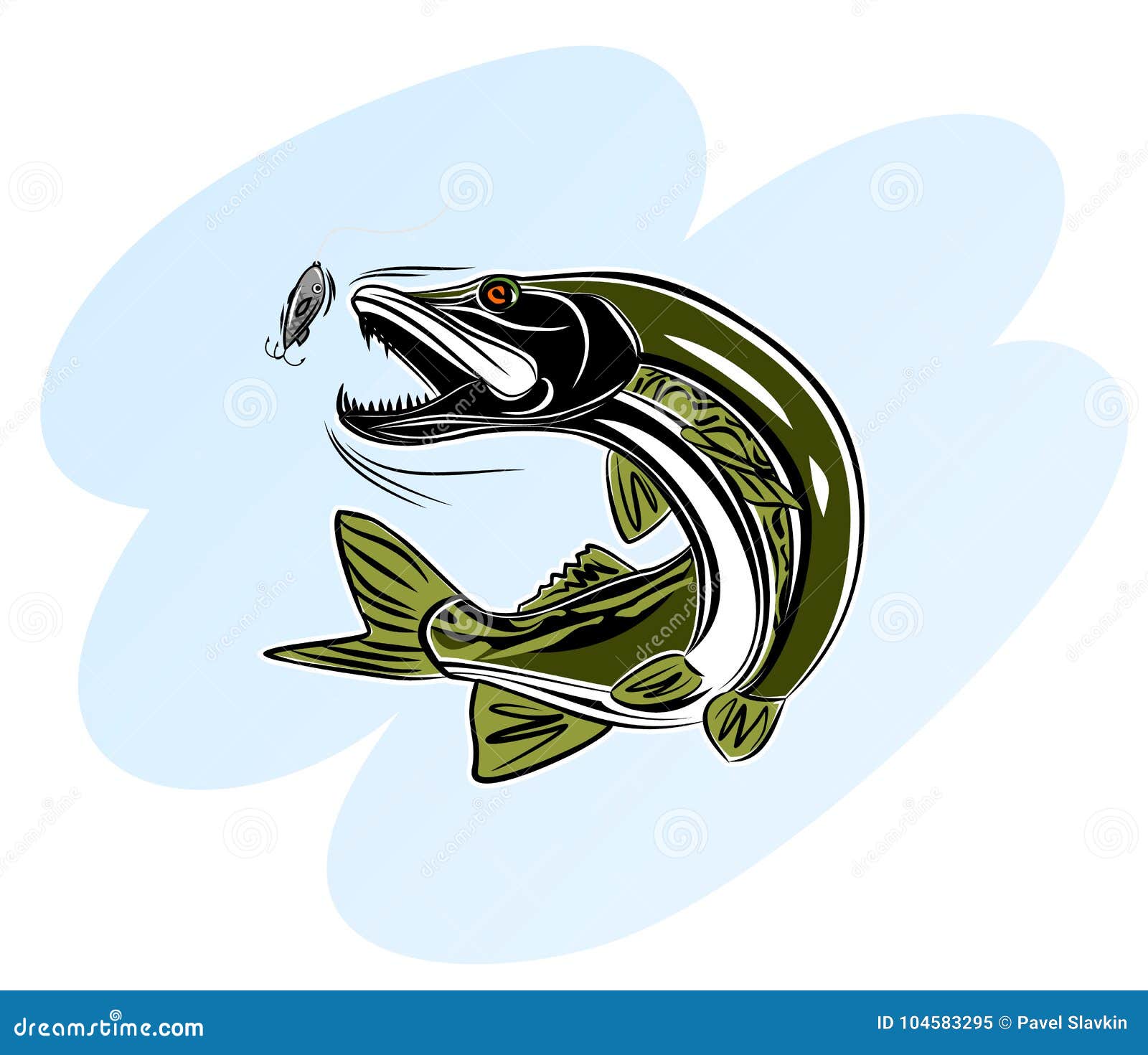 Pike attack bait stock vector. Illustration of animal - 104583295