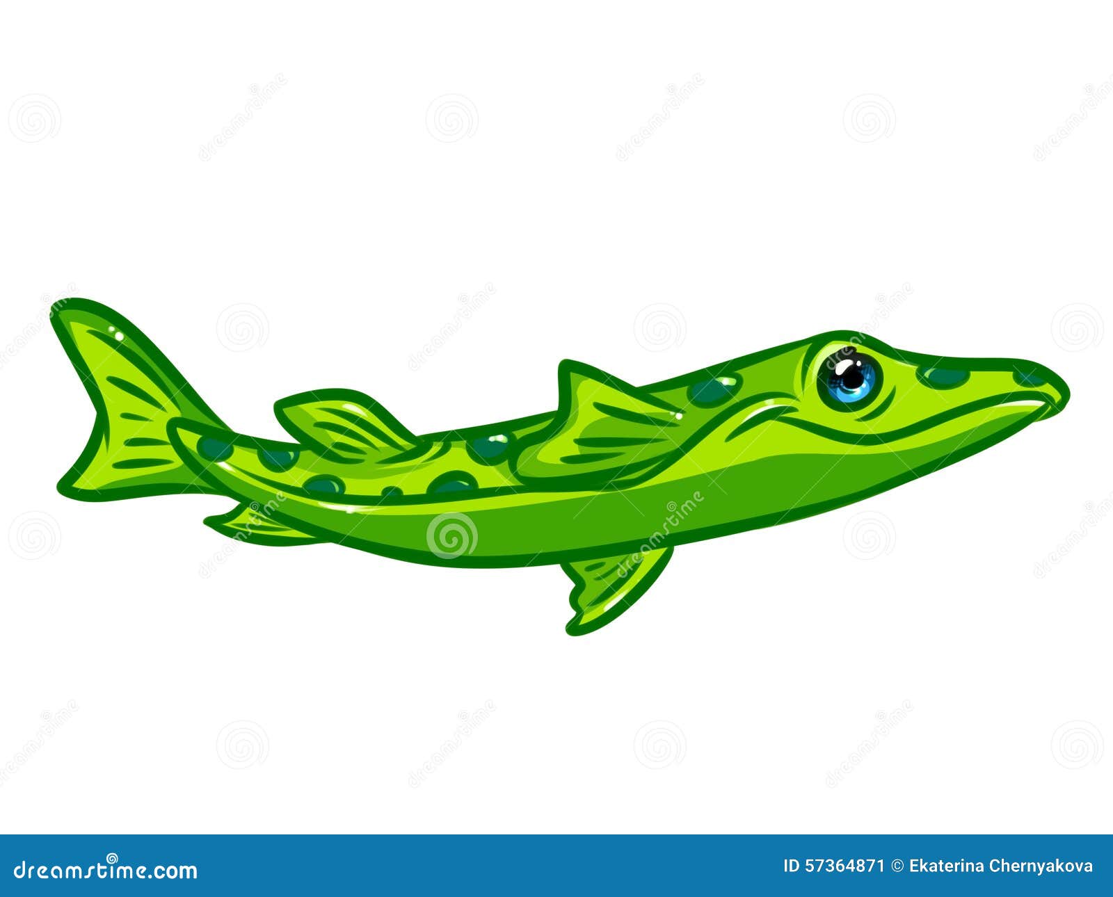 Pike Fish Cartoon Illustration Stock Illustration - Illustration of ...