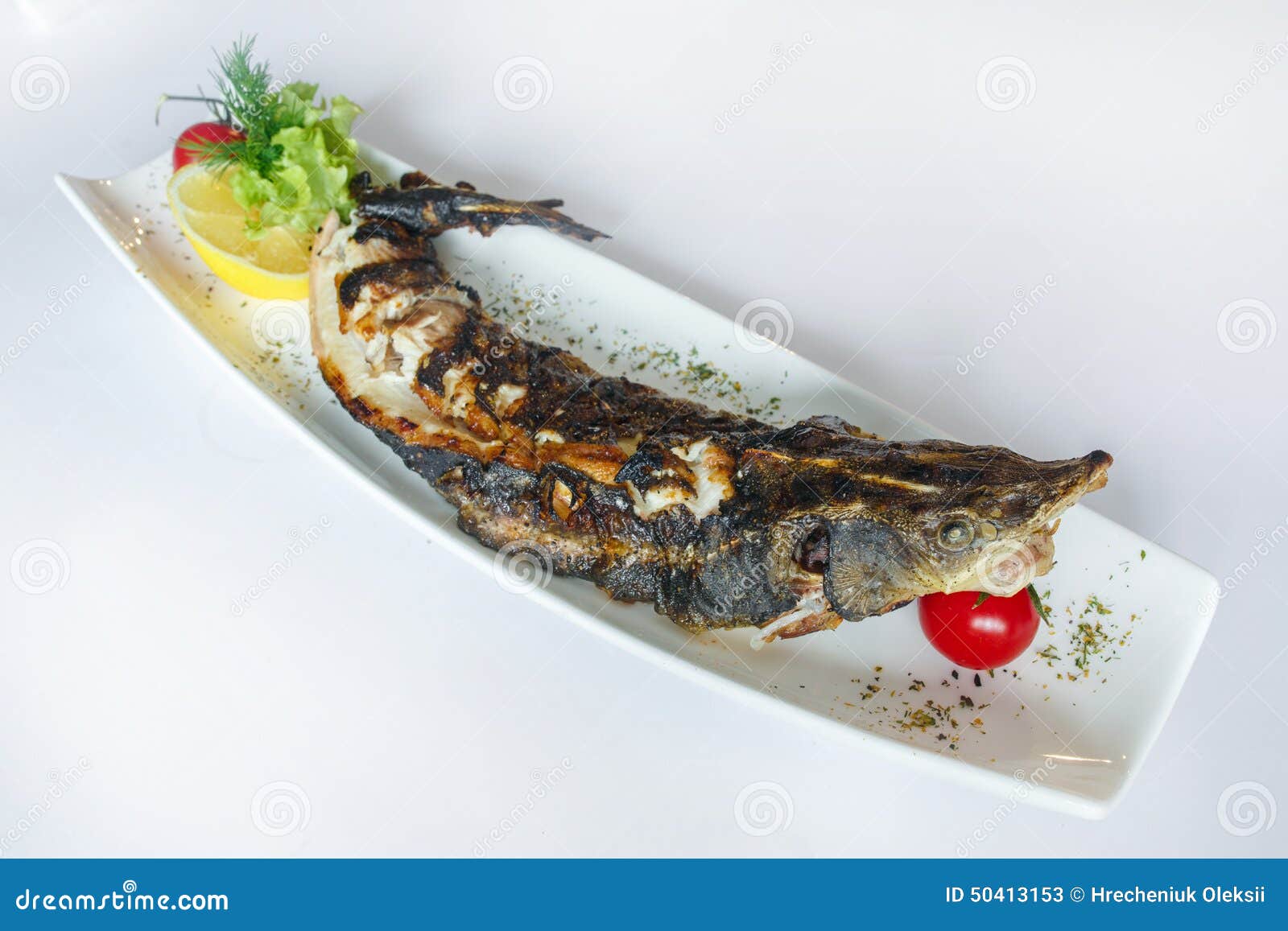 Pike Fish Cooked on the Grill Stock Image - Image of grouper, grillnon ...