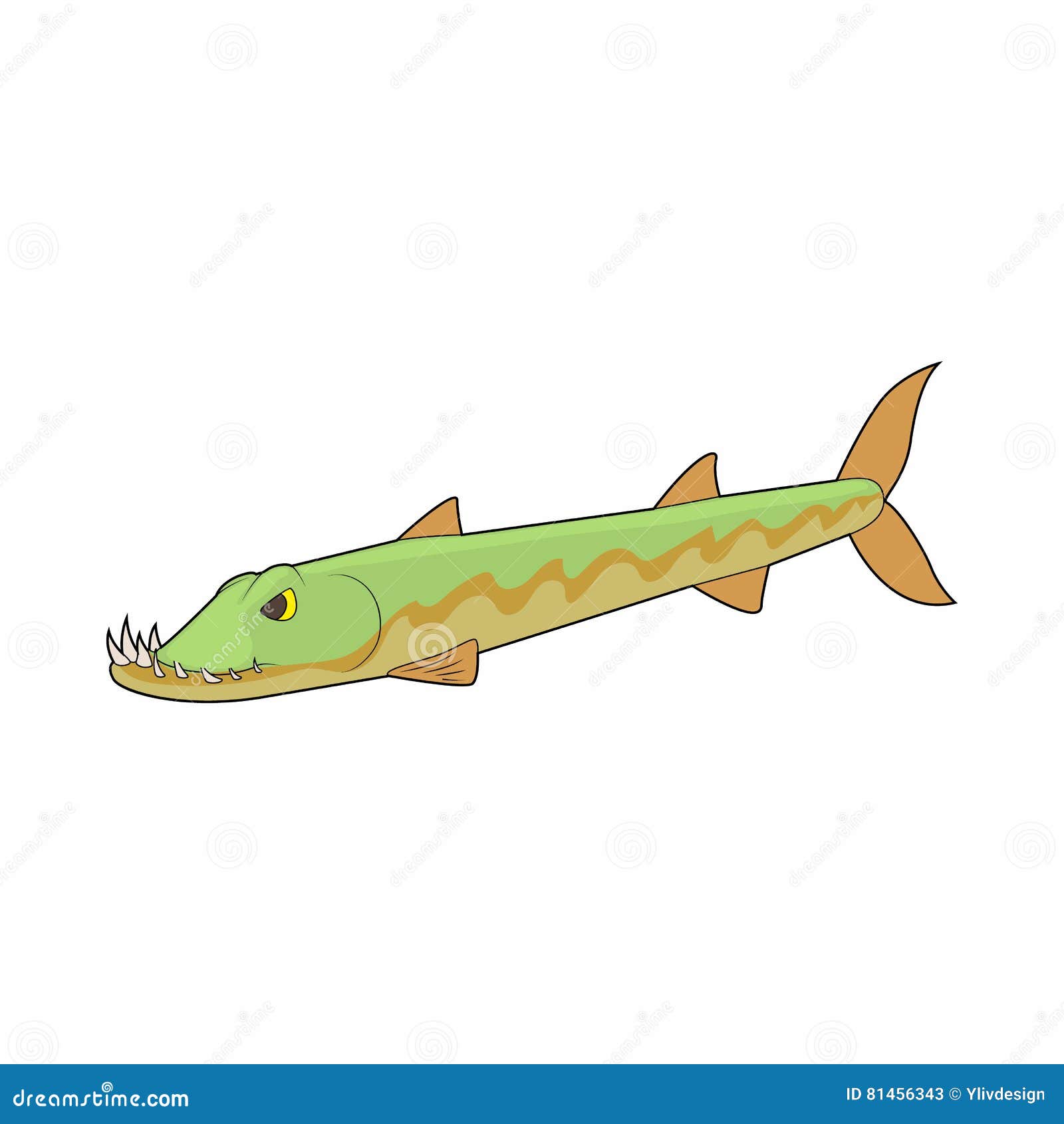 Pike Fish Icon in Cartoon Style Stock Vector - Illustration of object ...