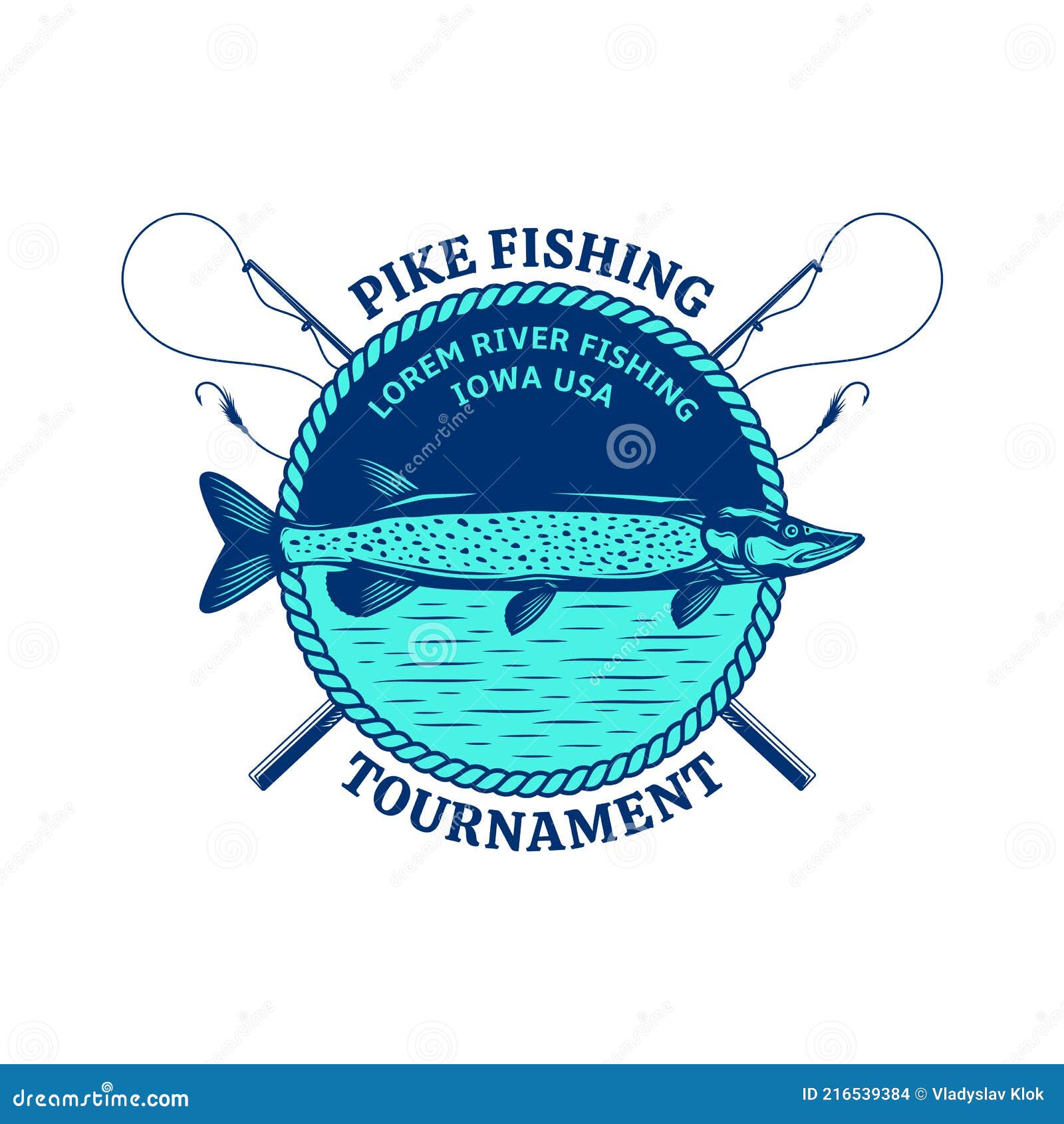 Pike Fishing. Emblem Template With Pike Fish. Design Element For Logo ...