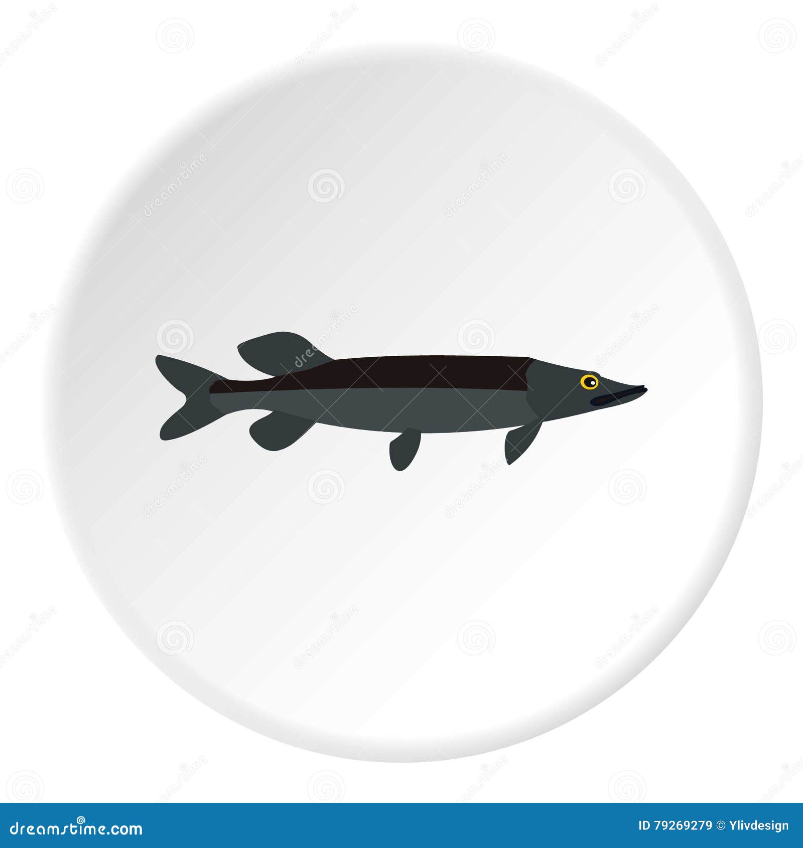 Pike icon, flat style stock vector. Illustration of predator - 79269279