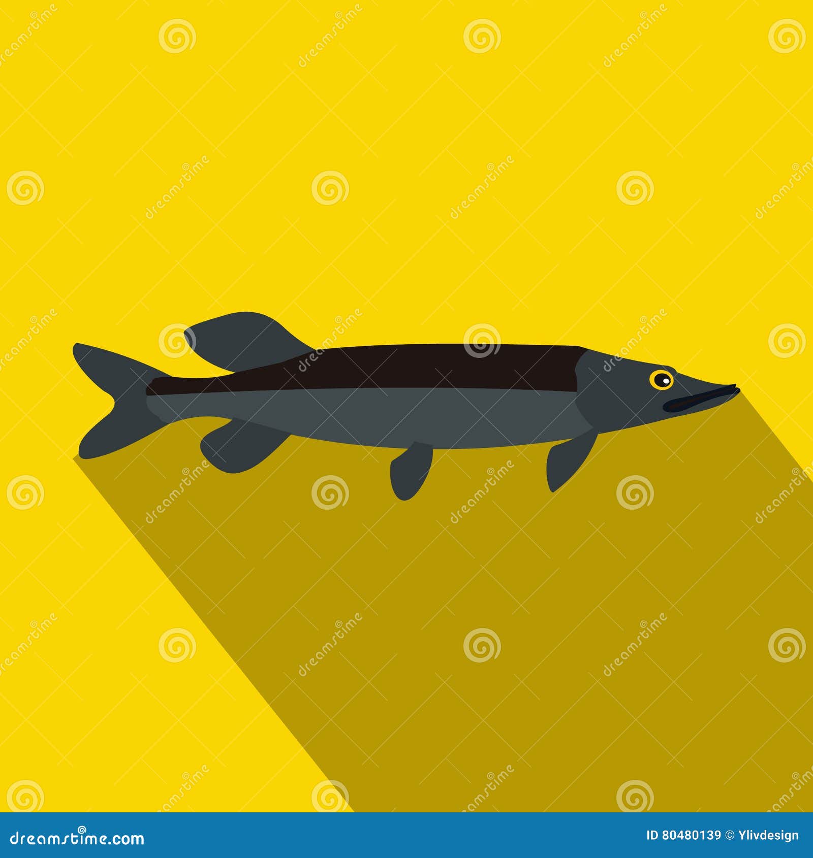 Pike icon, flat style stock vector. Illustration of pike - 80480139