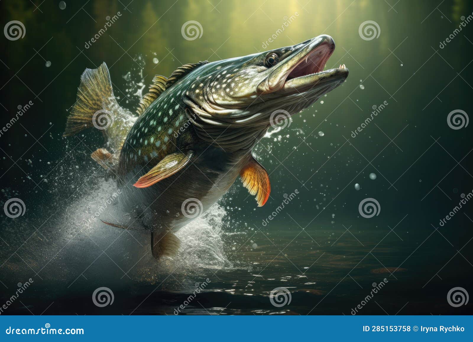 Muskie Jumping Royalty-Free Stock Image | CartoonDealer.com #346402804