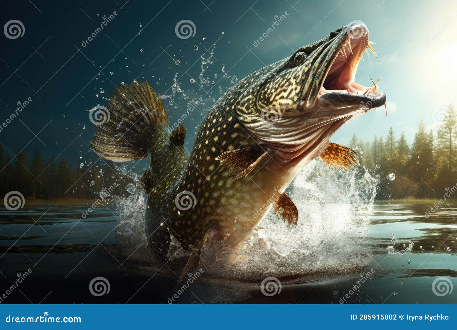 Muskie Jumping Royalty-Free Stock Image | CartoonDealer.com #346402804