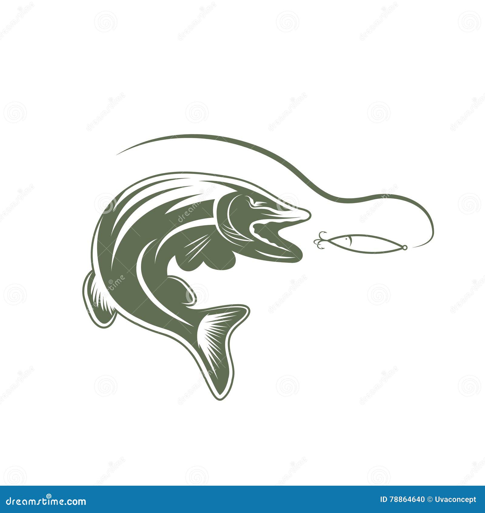 Pike and Lure Vector Design Template Stock Vector - Illustration of ...