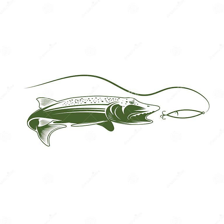 Pike and Lure Vector Design Template Stock Vector - Illustration of ...