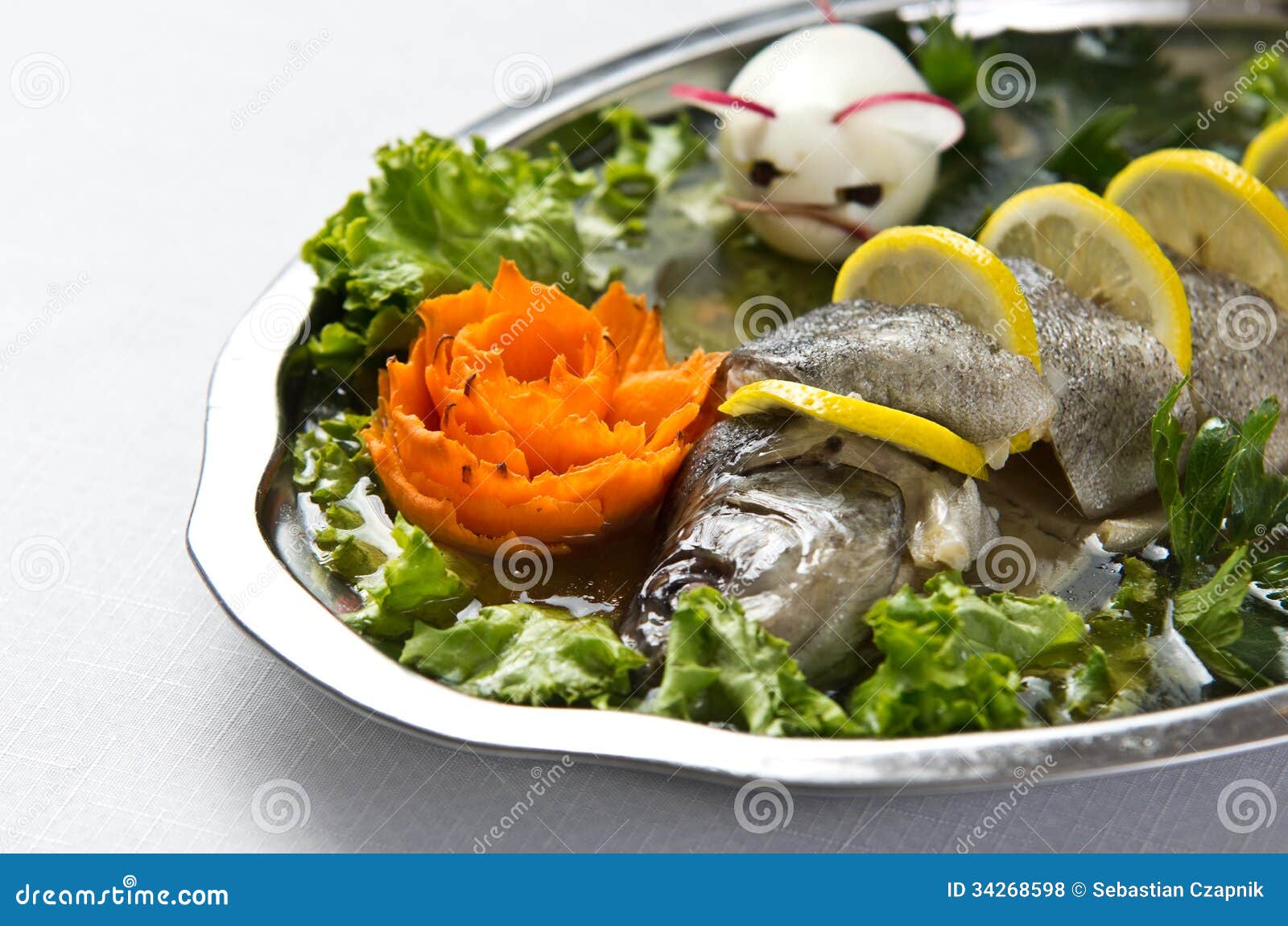 Pike Perch Elegant Dish Served Stock Photo - Image of carrot, table ...