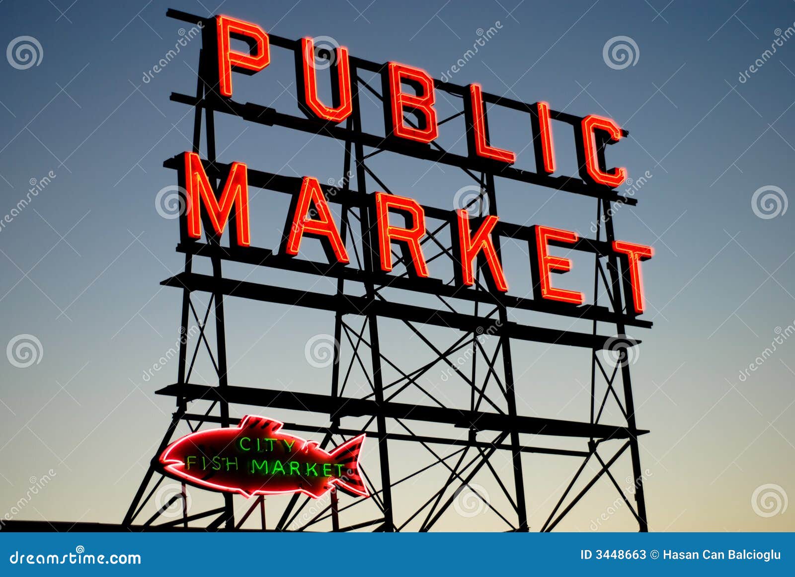 Pike Place Market Sign stock image. Image of travel, washington - 3448663