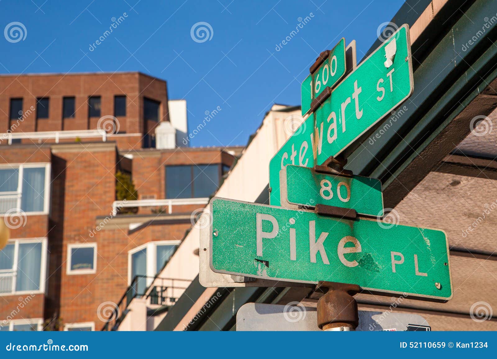 Pike Place Street Sign in Downtown Seattle Stock Image - Image of food ...