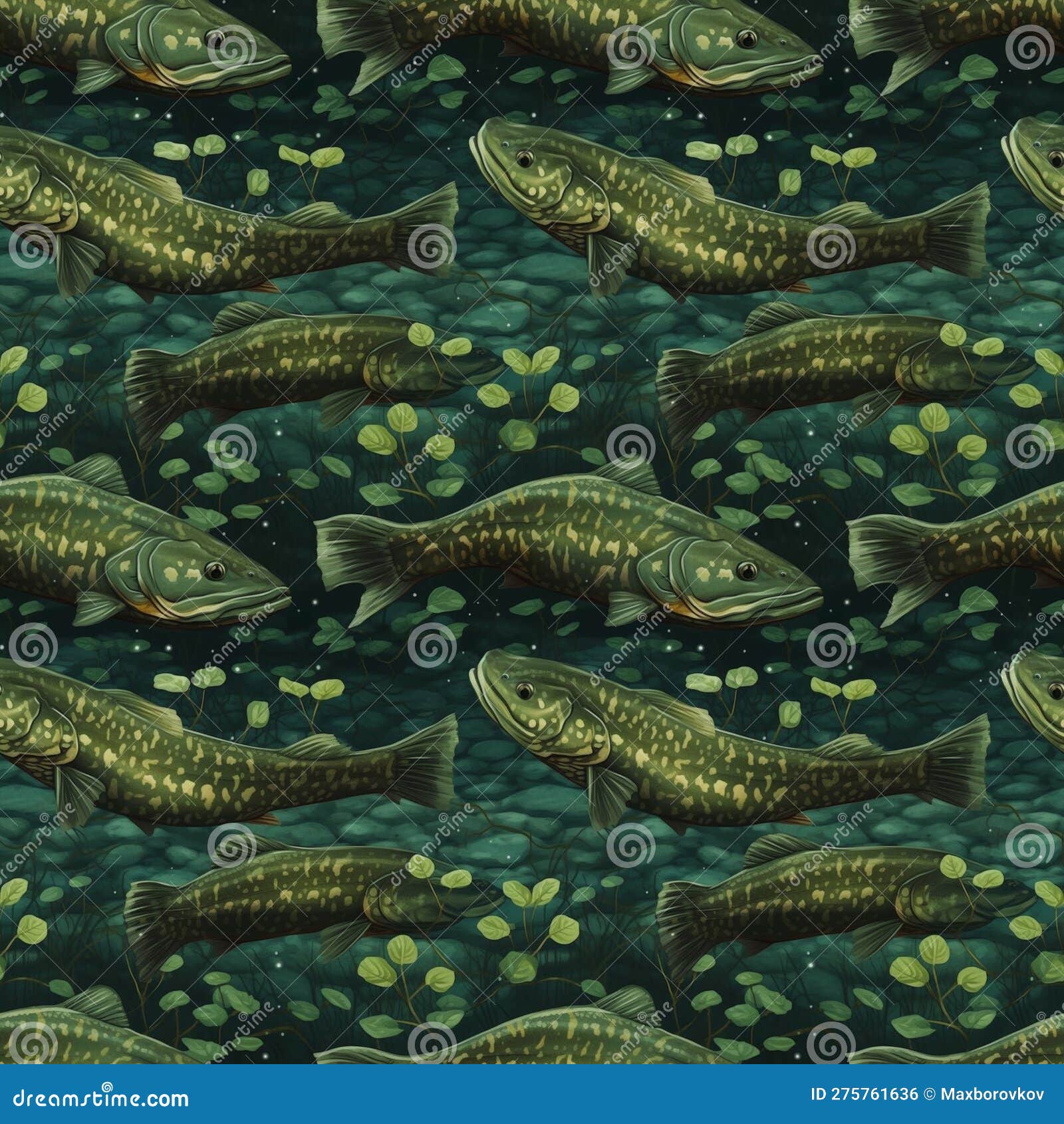 Pike School During Day Dive, Underwater Life. AI Generative ...