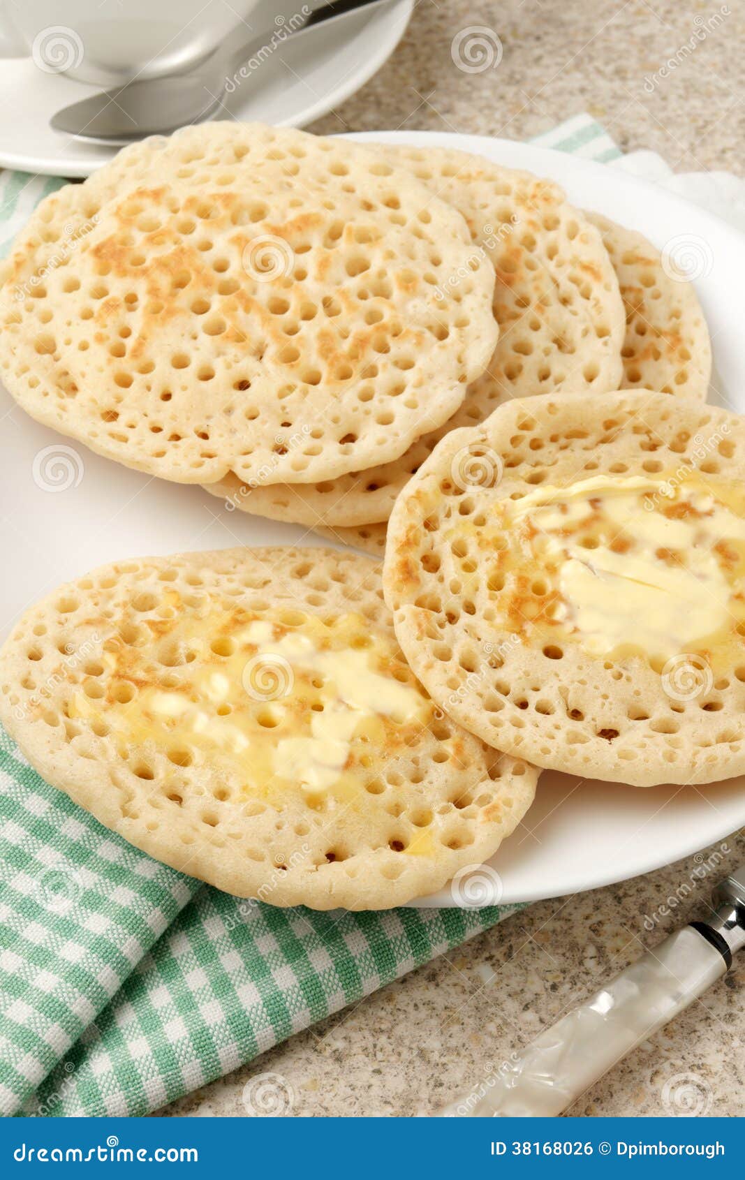 Pikelets stock photo. Image of knife, snack, drop, buttered - 38168026