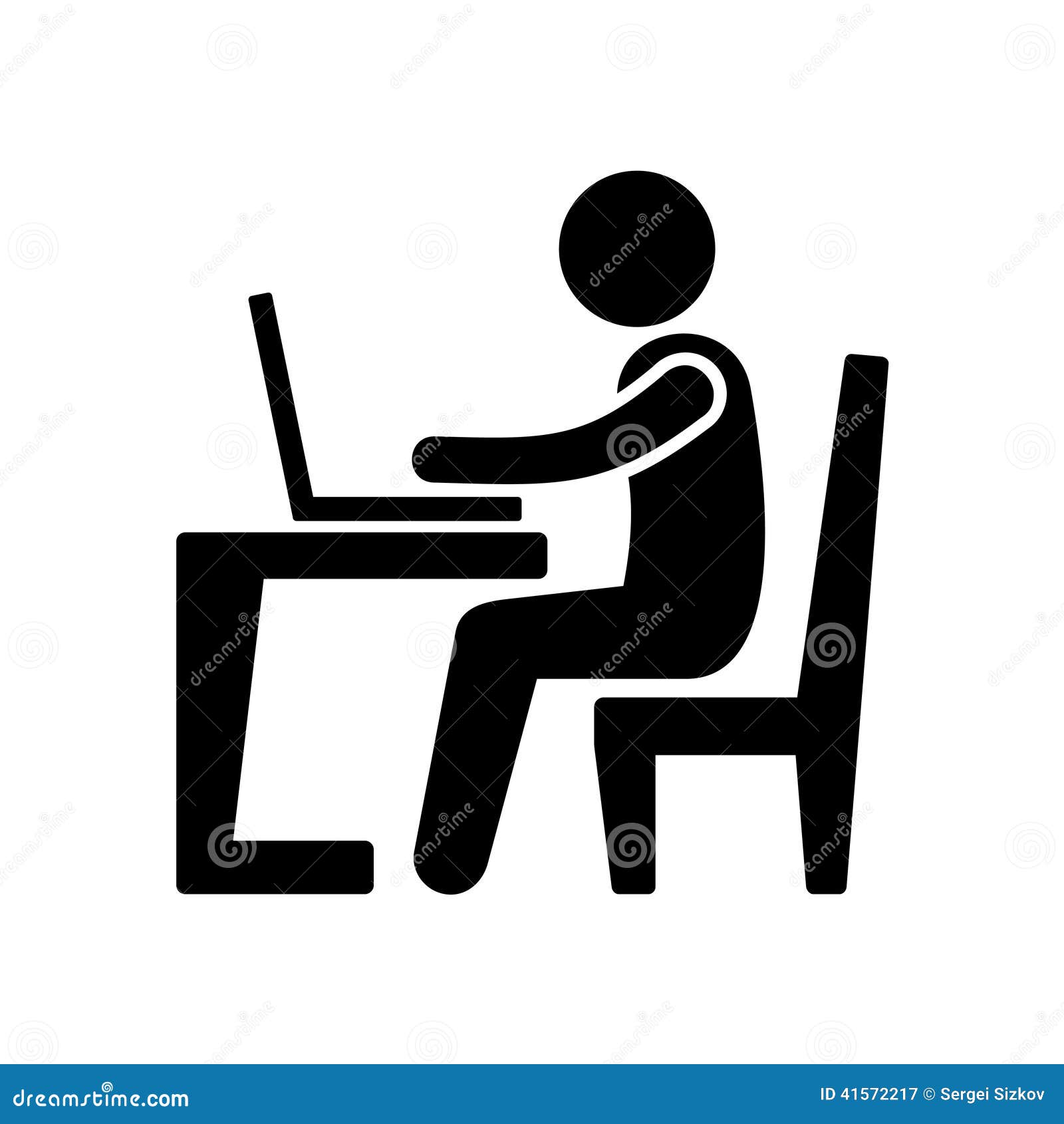 Piktogramm-Geschäftsmann Working Auf Computer Vektor Vektor Abbildung ...