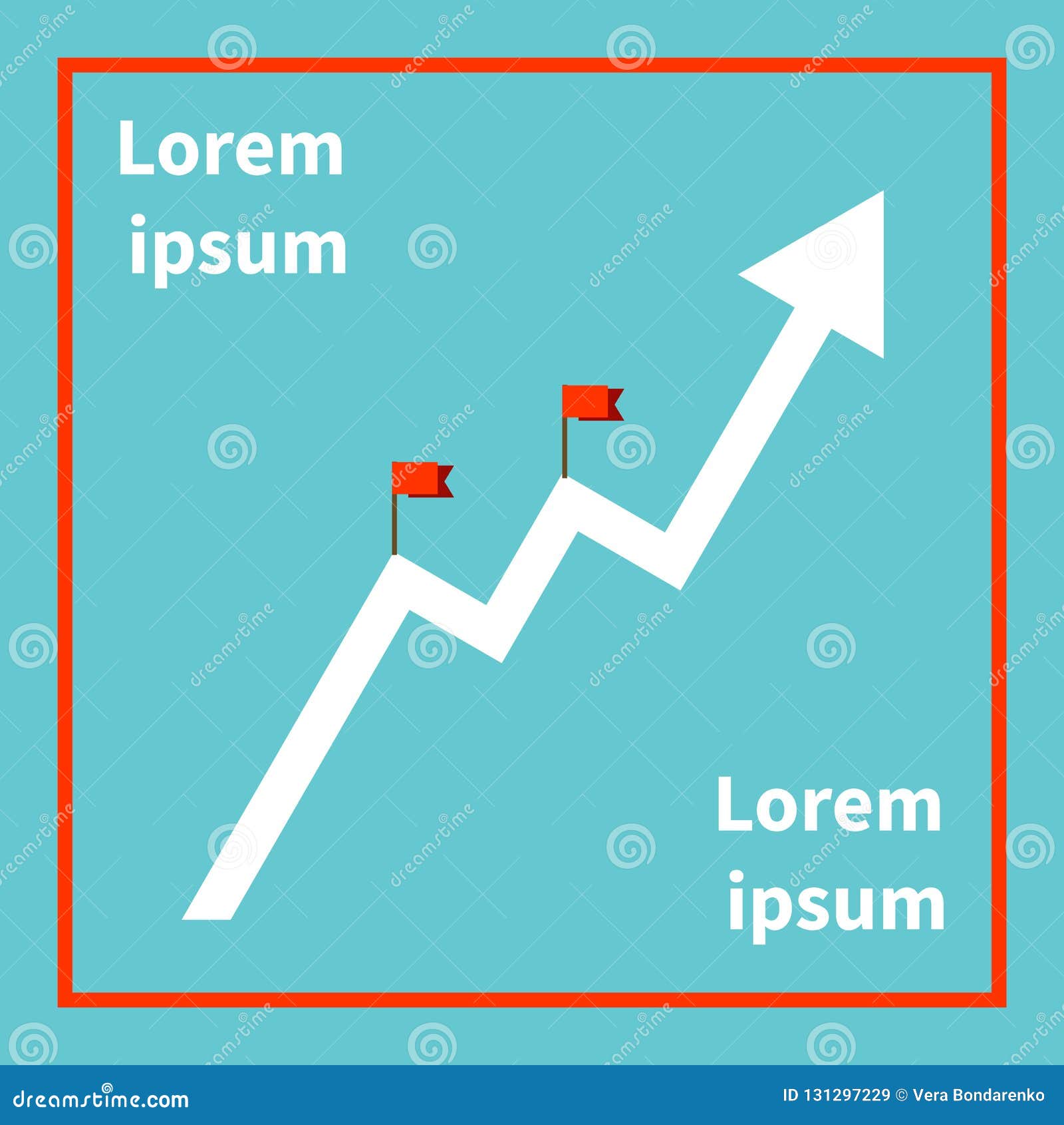 Pil Upp Trendsicksacklinje Med Flaggor Vektor Illustrationer ...