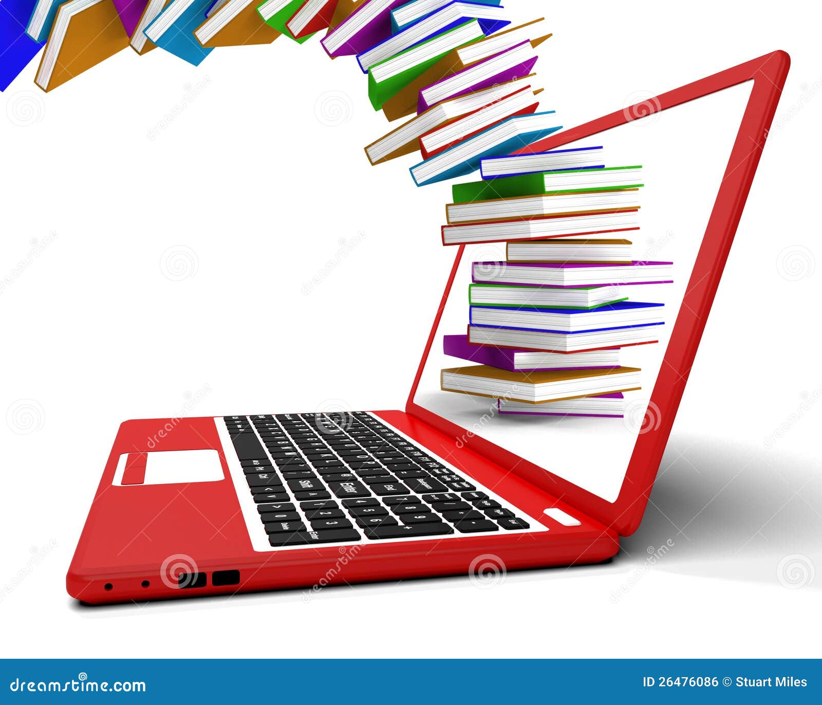 Pila Di Libri Che Volano Dal Calcolatore Illustrazione di Stock ...