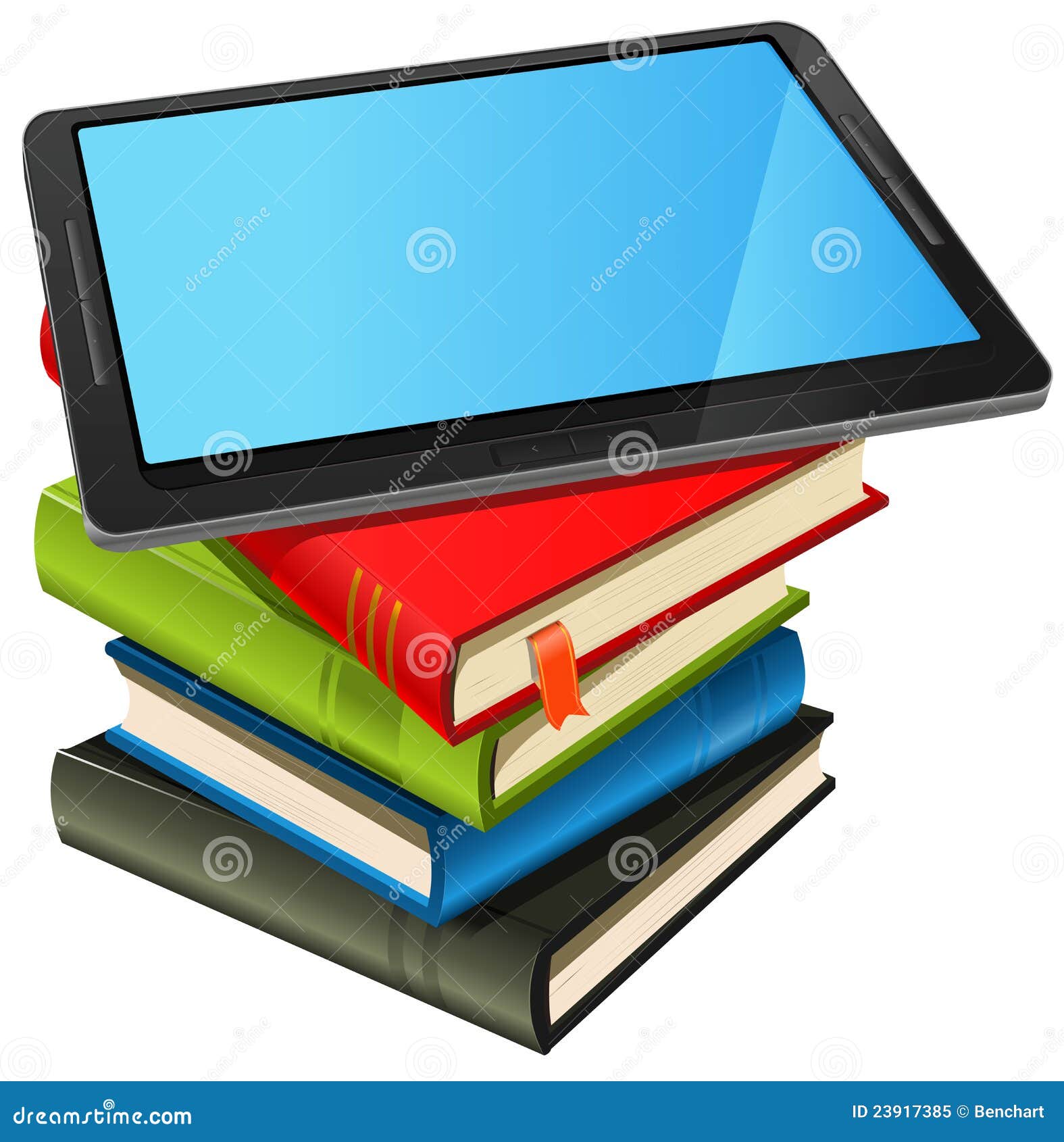 Pila Di Libro E PC Del Ridurre in Pani Dello Schermo Blu Illustrazione ...