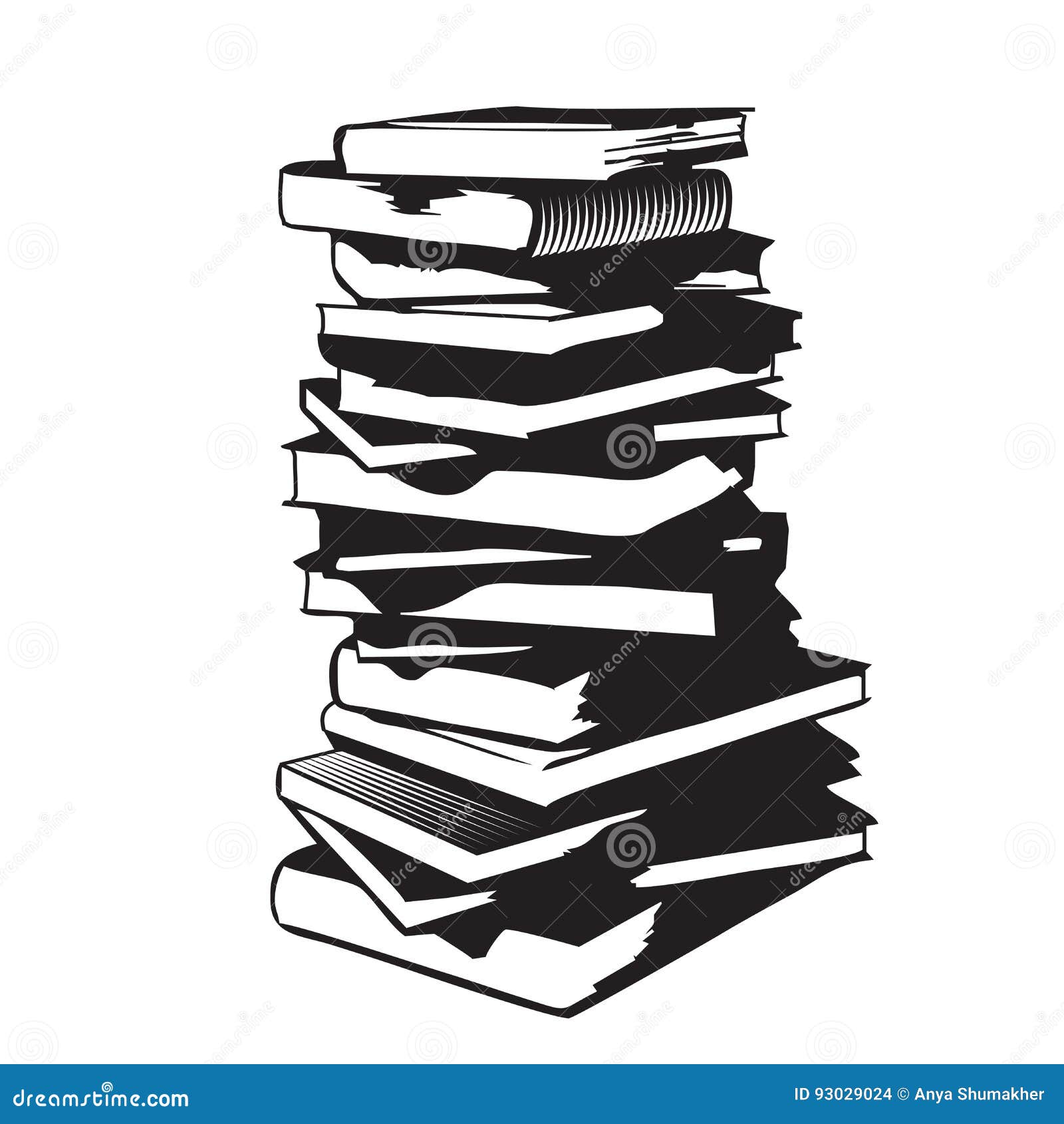 Pila Di Libro in Uno Stile Semplice Illustrazione in Bianco E Nero ...