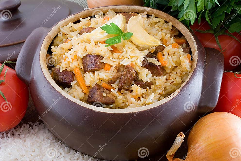 Pilaf stock photo. Image of onion, middle, food, meat, cooking - 645472