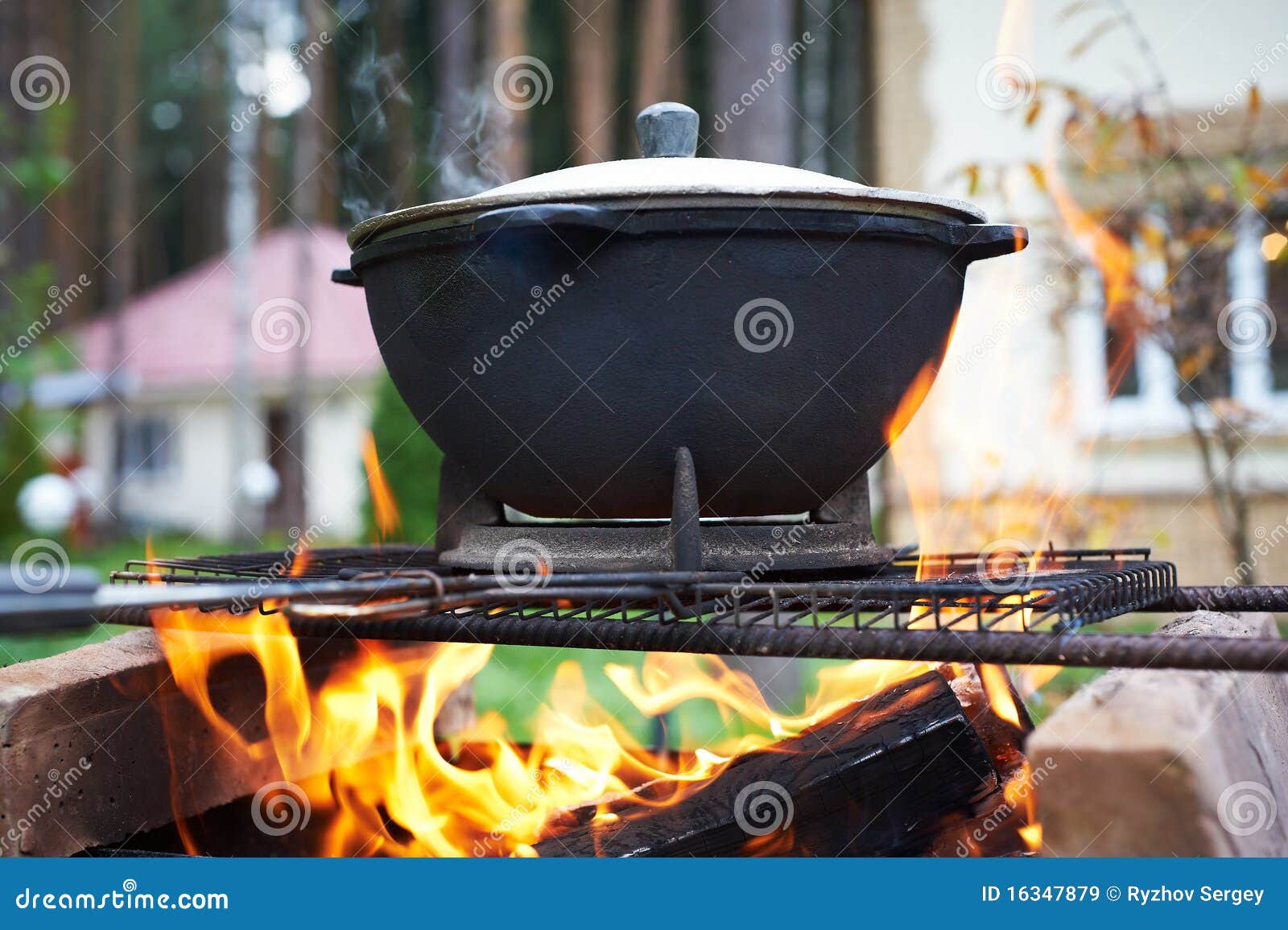 Pilaf Cauldron with Lattice Barbecue. Stock Image - Image of event ...