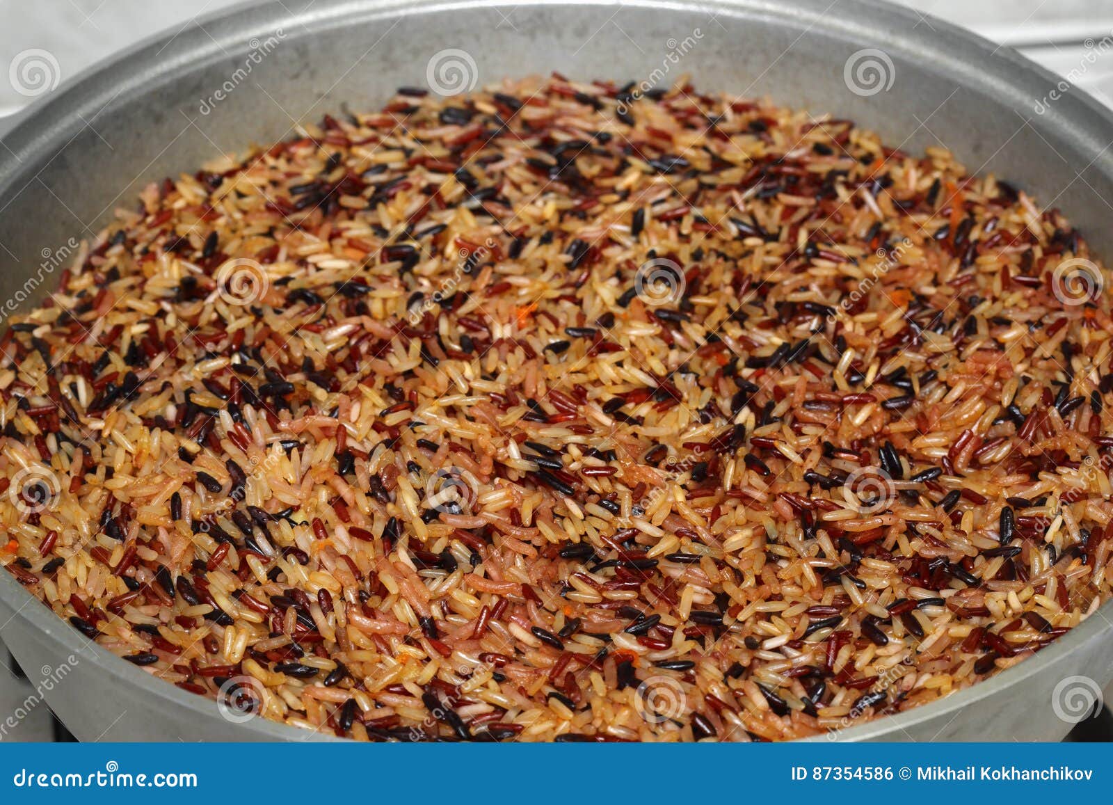 Pilaf of Colored Rice is Cooked in Cauldron Stock Photo - Image of ...