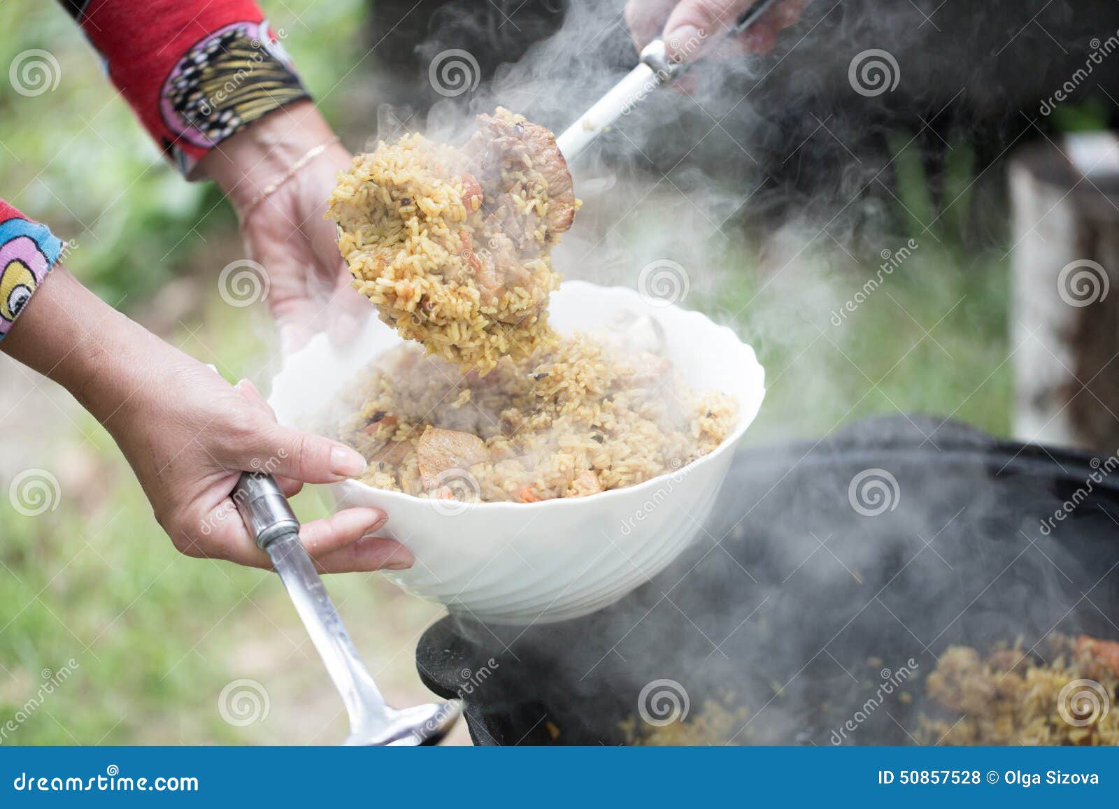 Pilaf, cooked outdoors stock photo. Image of dish, cuisine - 50857528