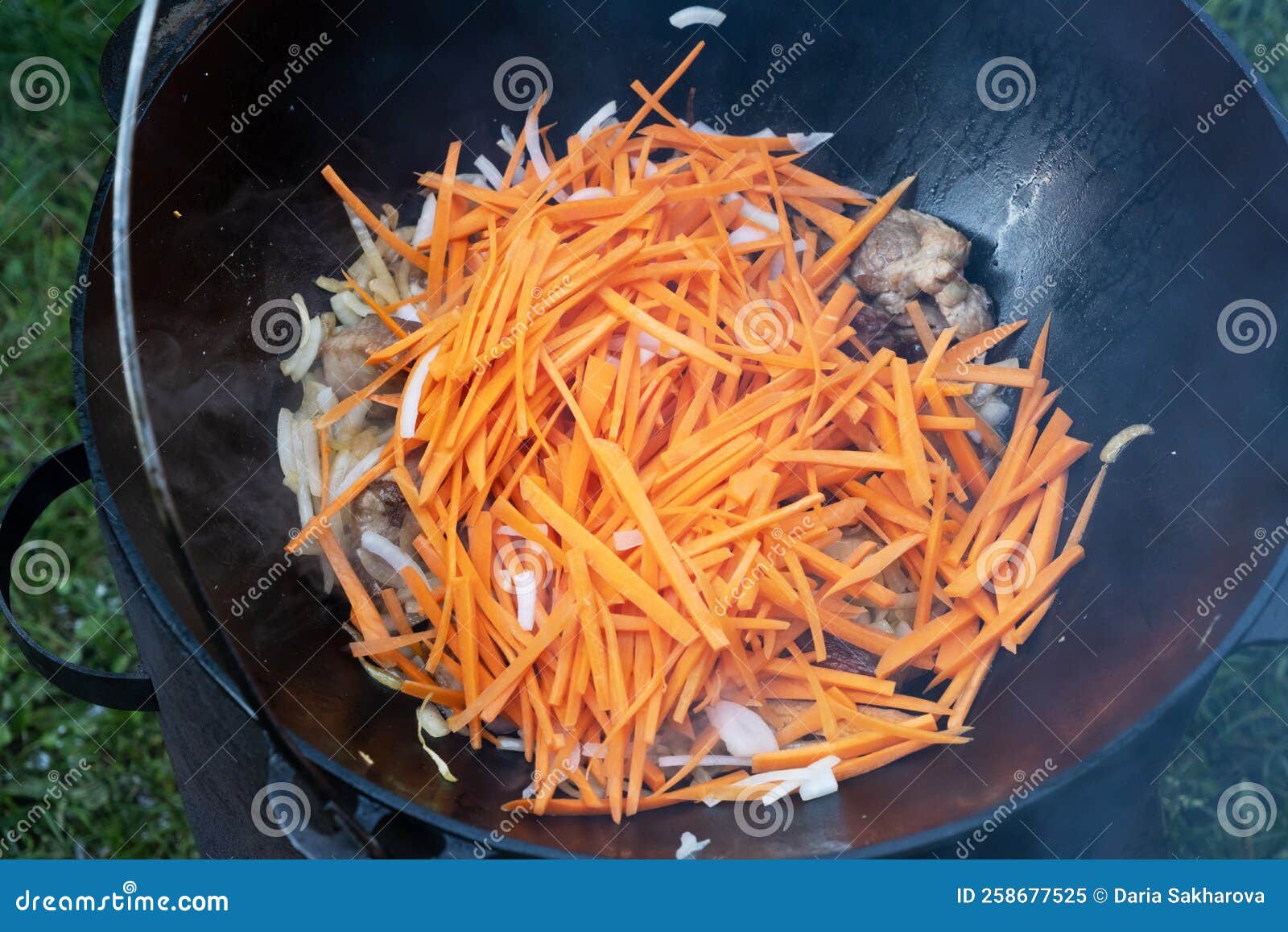 Pilaf. Cooking Step by Step. Step 4. Cadding Carrots. Carrots Cut into ...