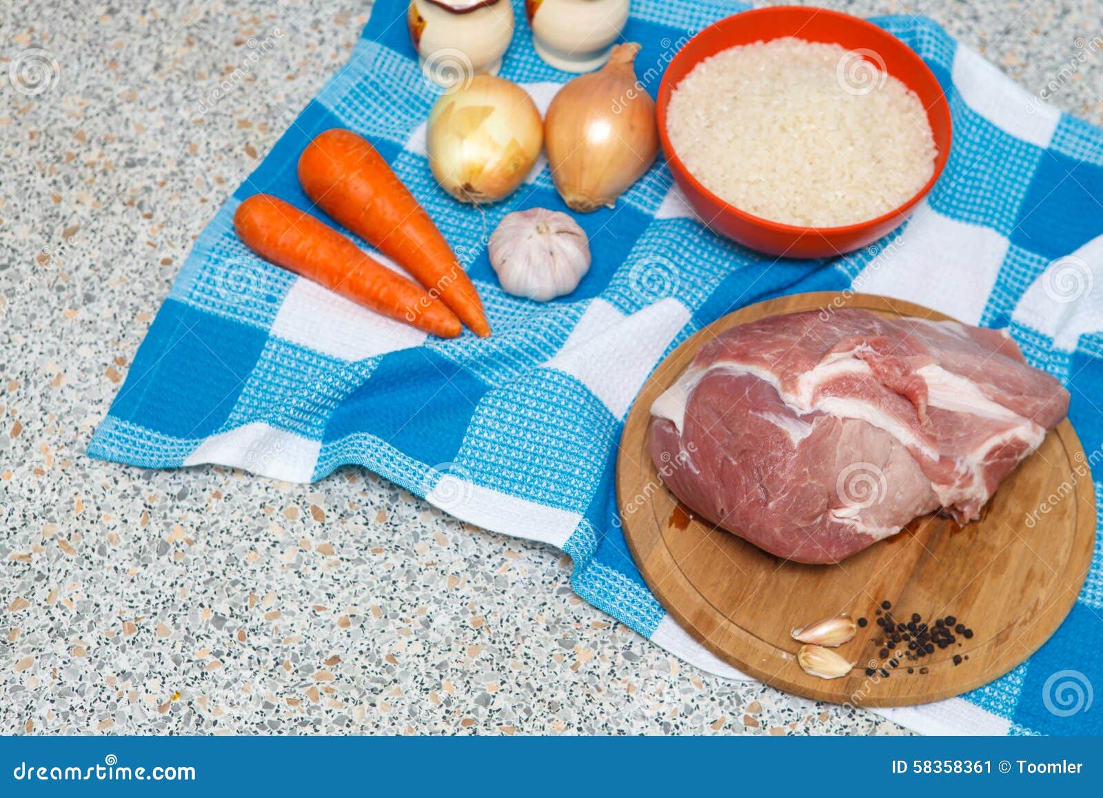 Pilaf ingredients laid out stock image. Image of restaurant - 58358361