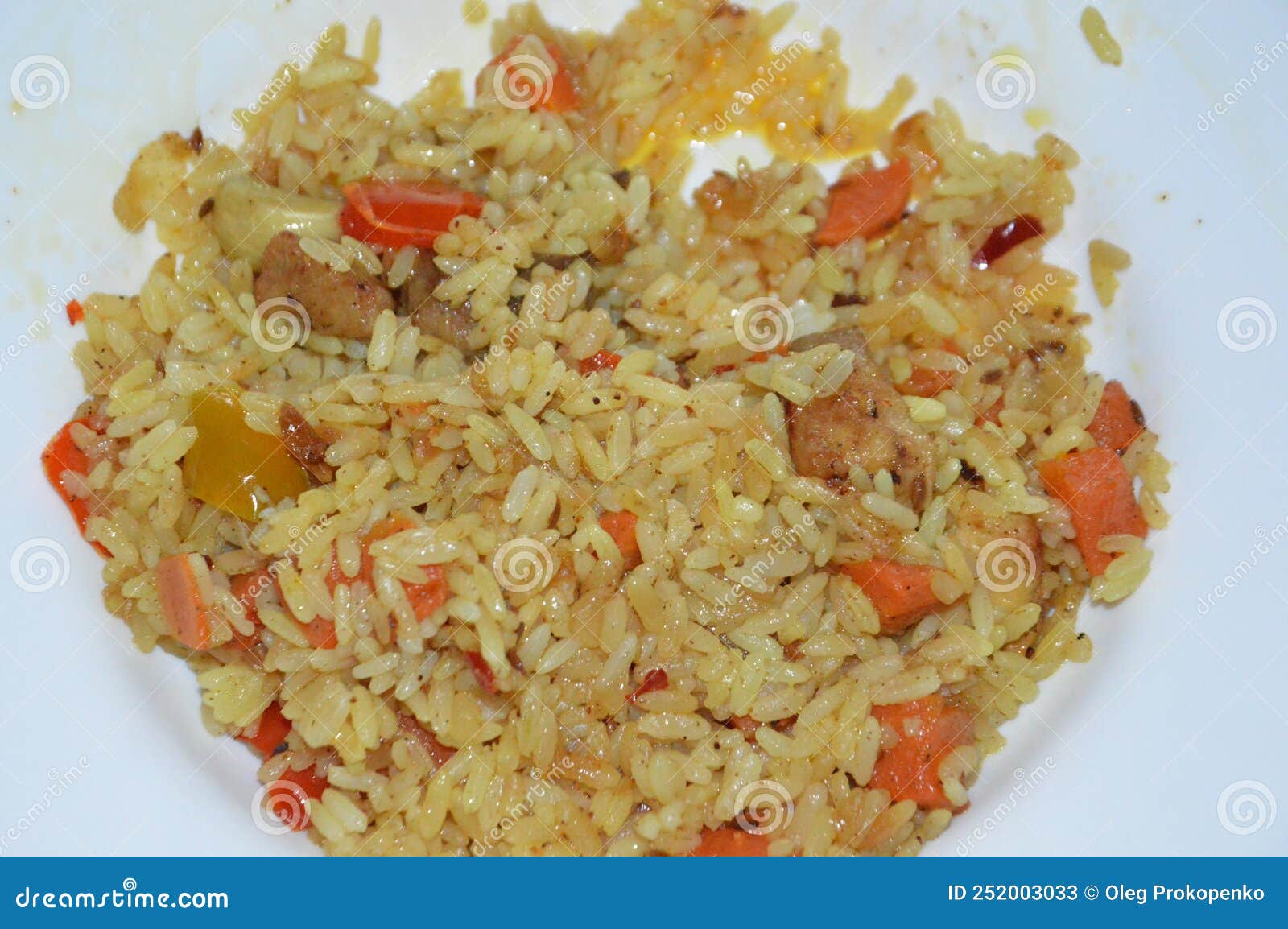 Pilaf for Lunch Garnish Rice with Meat Stock Image - Image of pepper ...