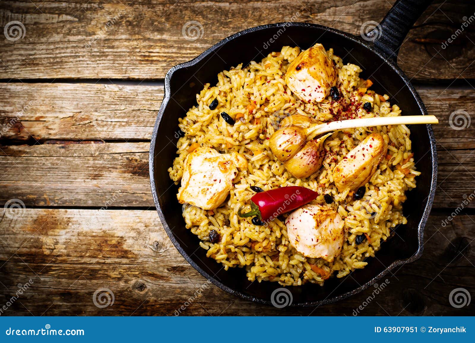 Pilaf in a Pig-iron Frying Pan Stock Image - Image of spicy, cooking ...