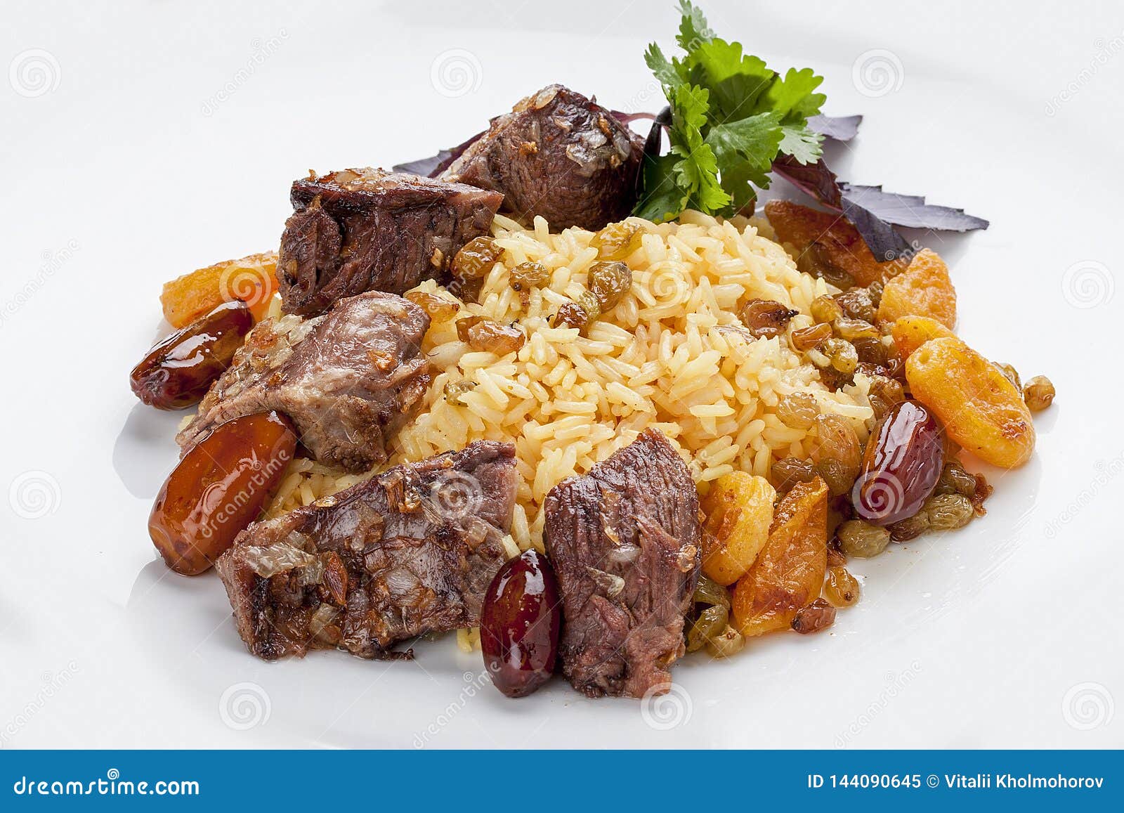 Pilaf in Uzbek Style on a White Plate Stock Image - Image of dish ...