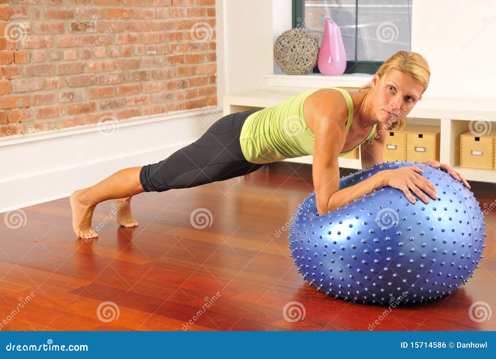 Pilates Exercise with Ball at Home Stock Photo - Image of active, young ...