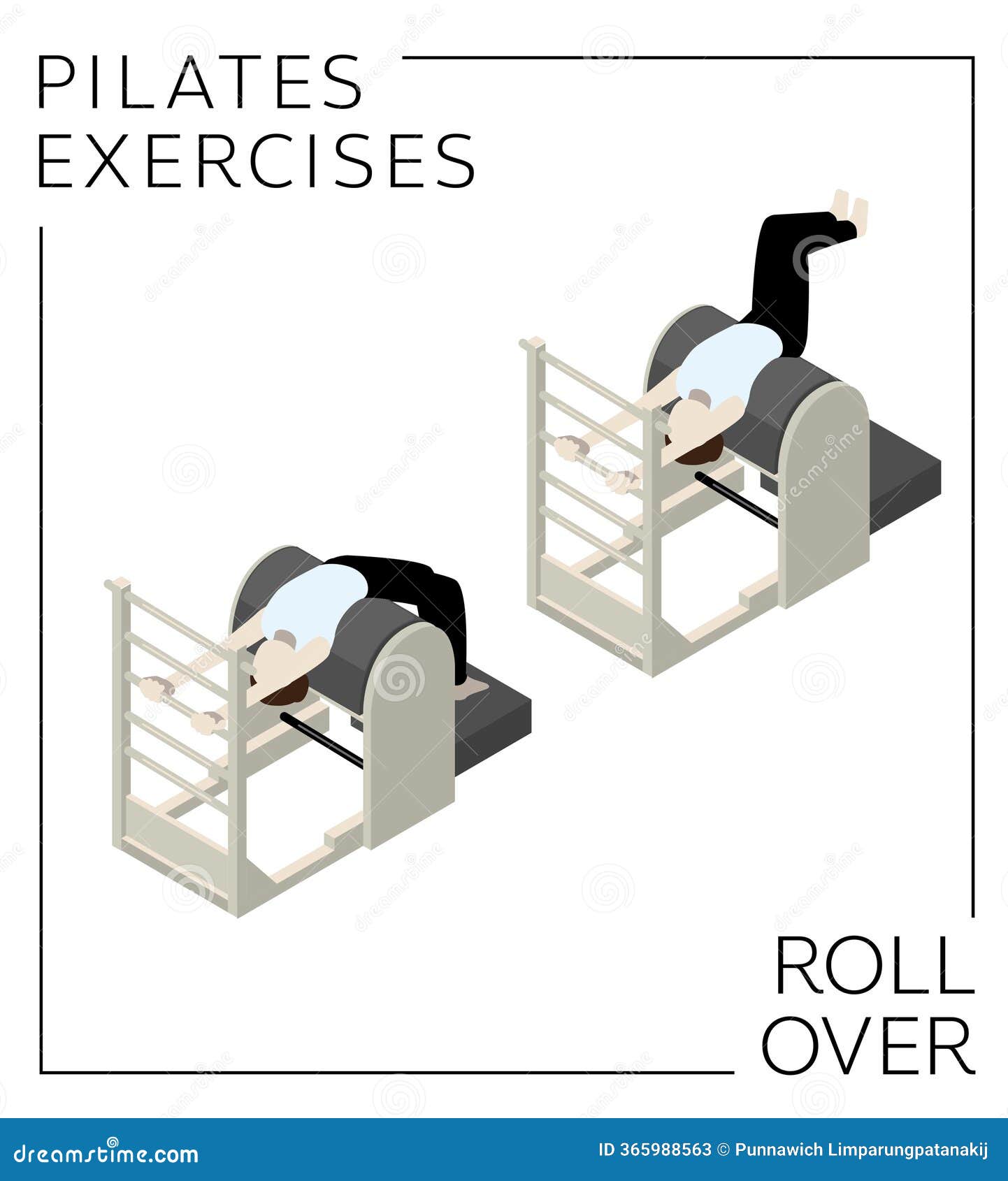 Pilates Exercise Pose Set Supine Stretch Backbend On The Barrel Ladder ...