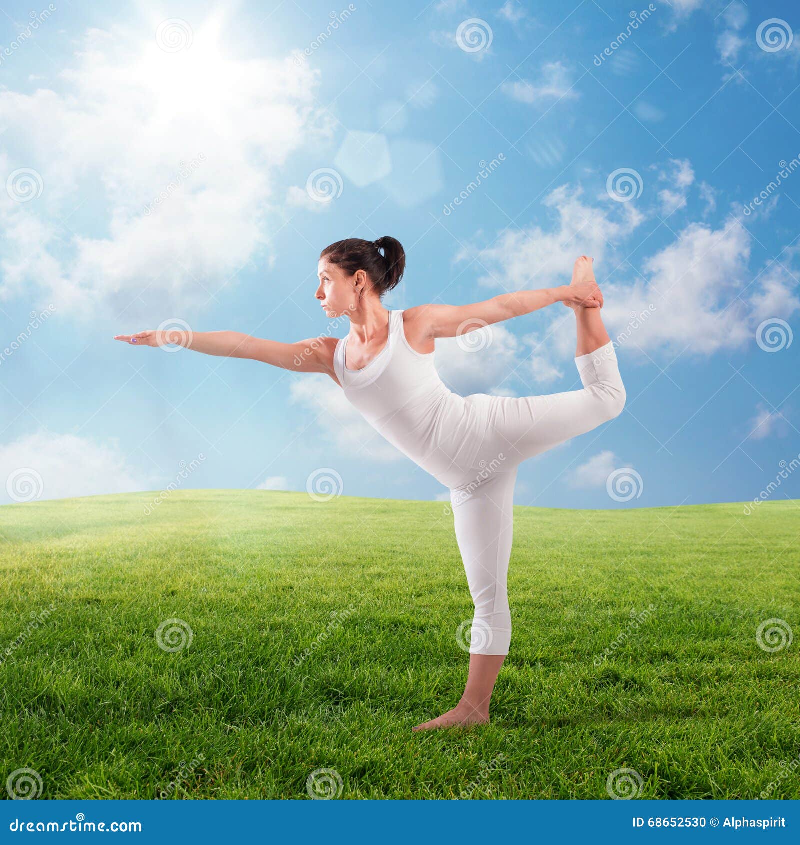 Pilates on the lawn stock photo. Image of exercising - 68652530