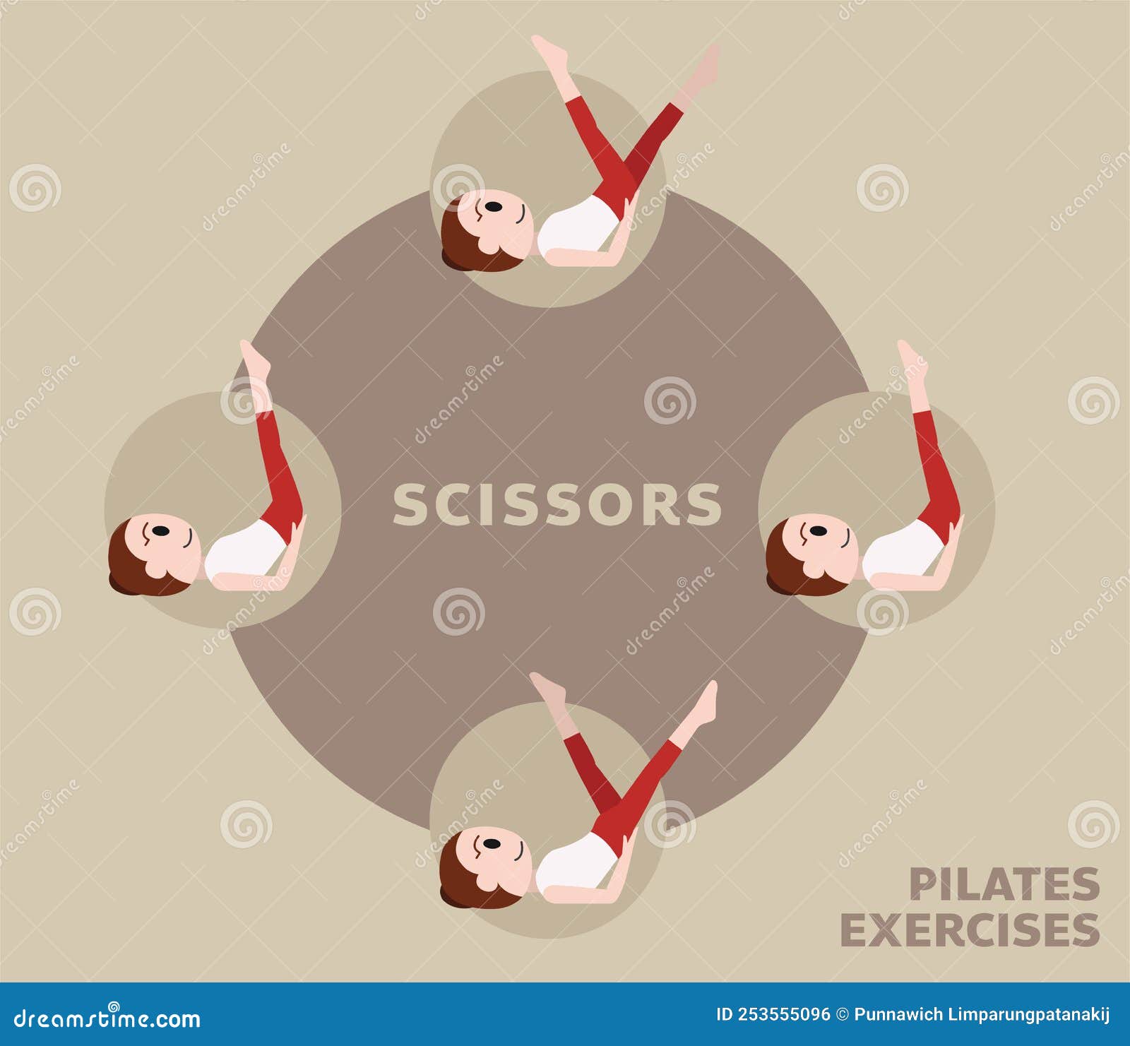 Pilates Moves Exercises Scissors Cute Cartoon Vector Illustration Stock ...