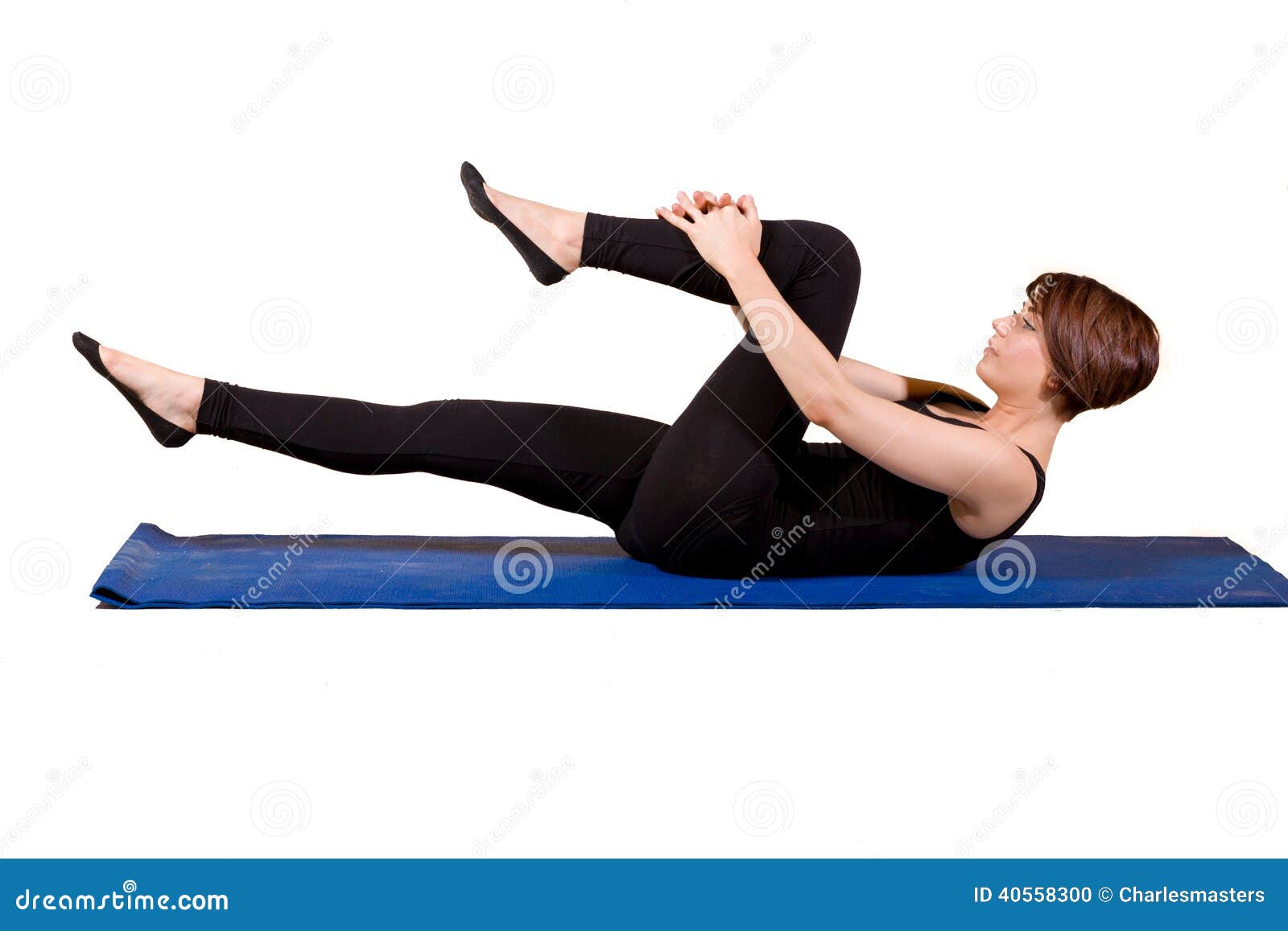 Pilates - Singlr Leg Stretch Stock Photo - Image of white, pilates ...