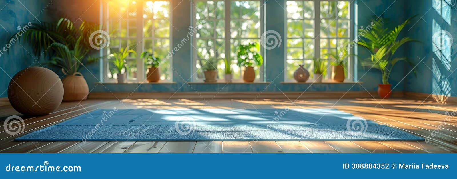Pilates and Stretching Room, Background with Space for Design and Copy ...