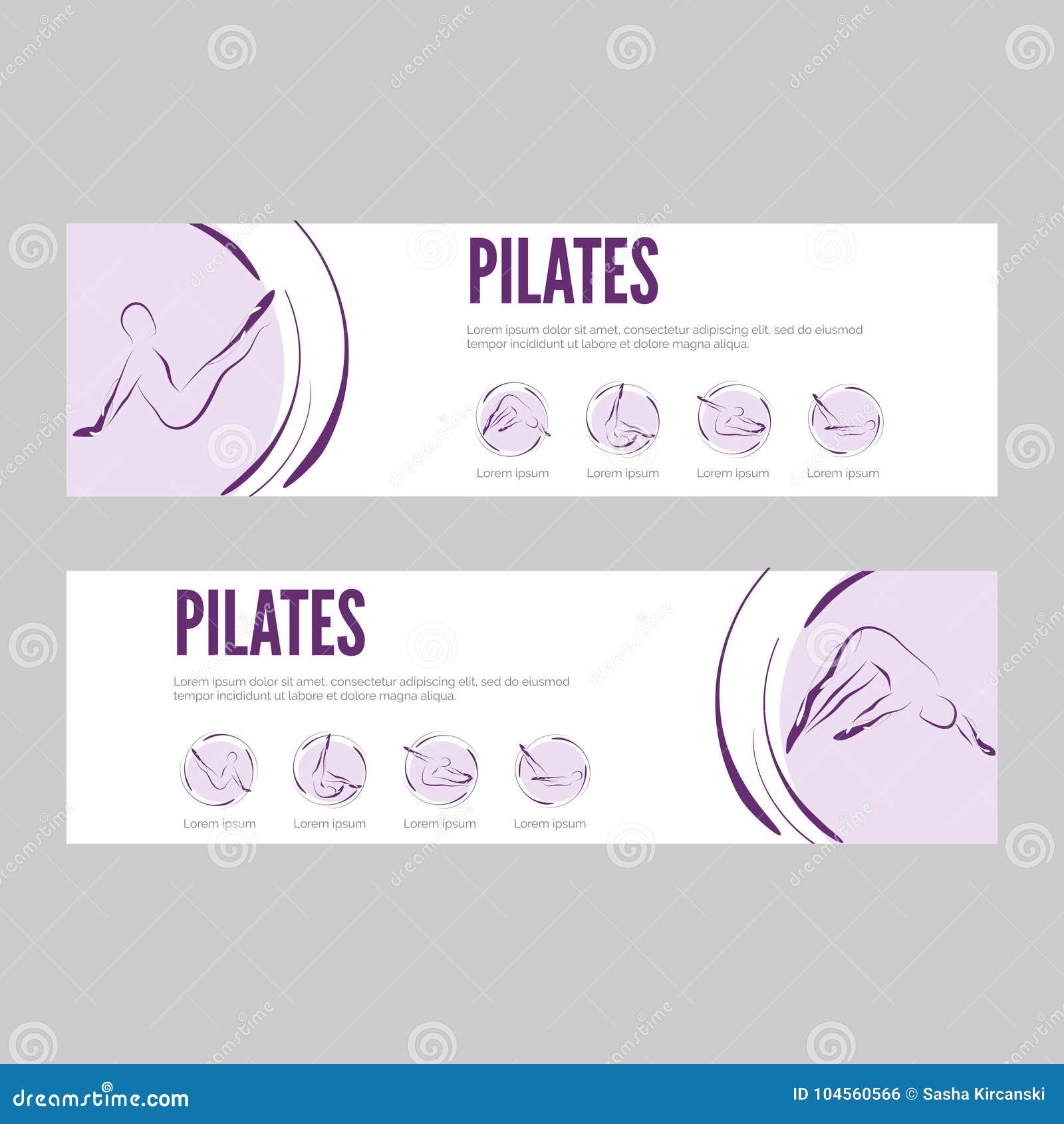 Pilates Web Banners Vector Template Stock Vector - Illustration of ...