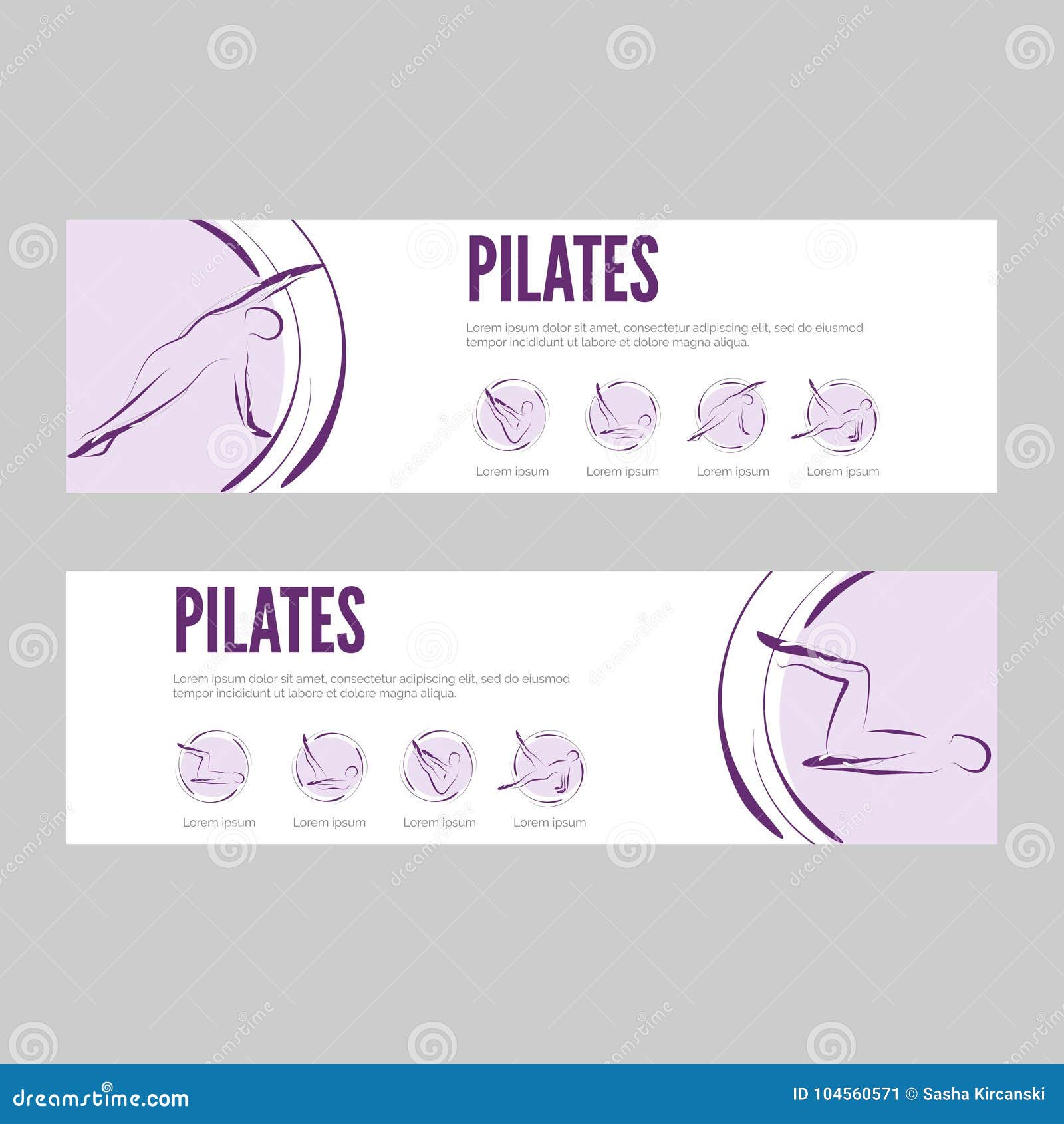 Pilates Web Banners Vector Template Stock Vector - Illustration of ...