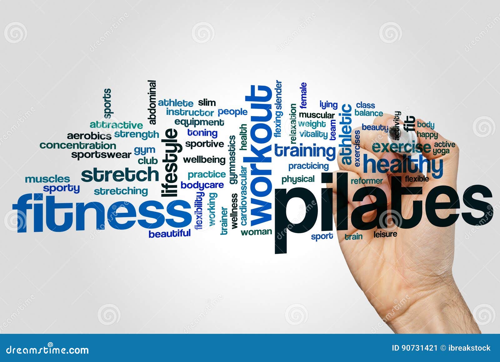 Pilates word cloud stock image. Image of people, sport - 90731421