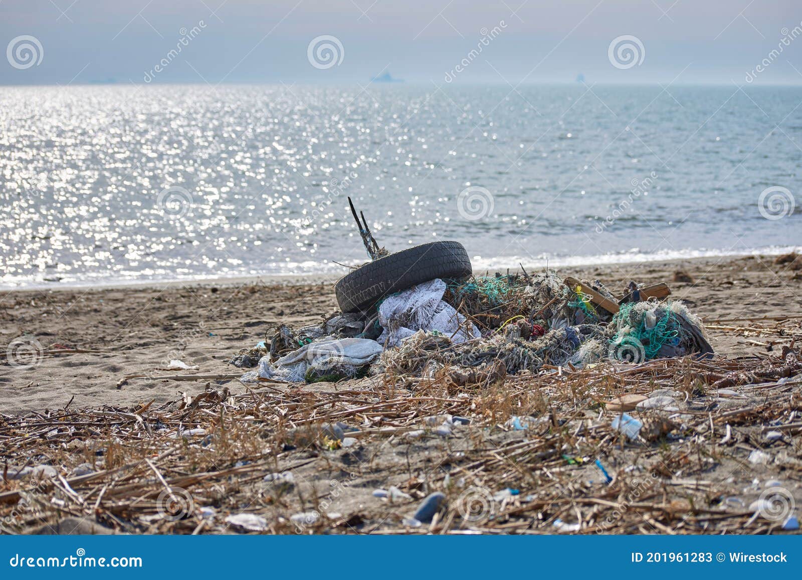 Pile of Abandoned Trash on the Beach Stock Image - Image of industrial ...