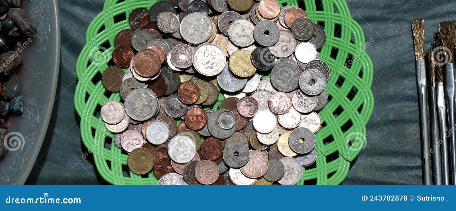 Pile of ancient coins , stock photo. Image of exchange - 243702878