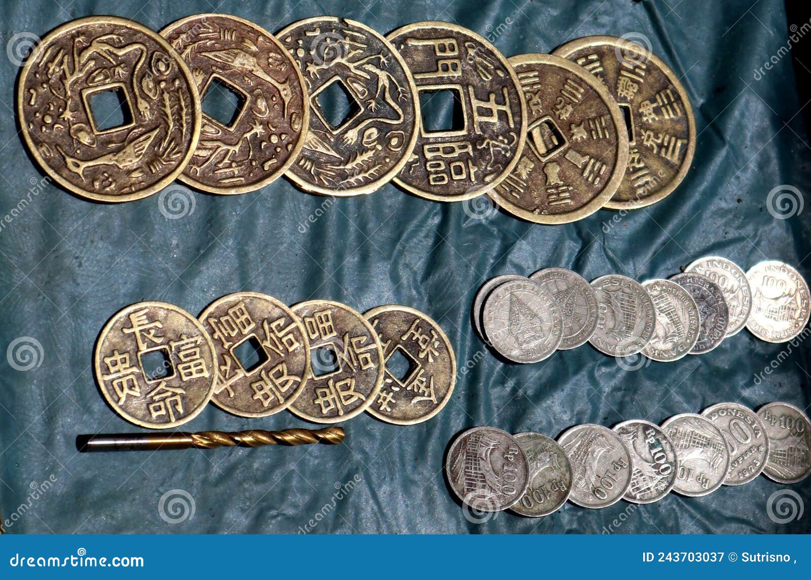Pile of ancient coins , stock image. Image of historical - 243703037