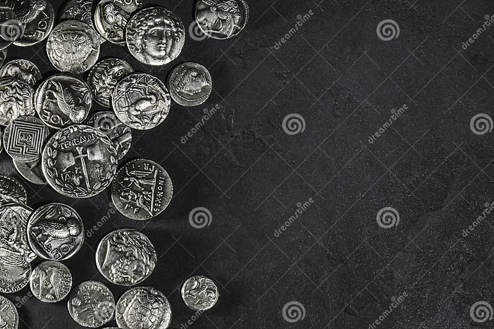 Pile of Ancient Silver Coins Stock Photo - Image of vintage, metal ...