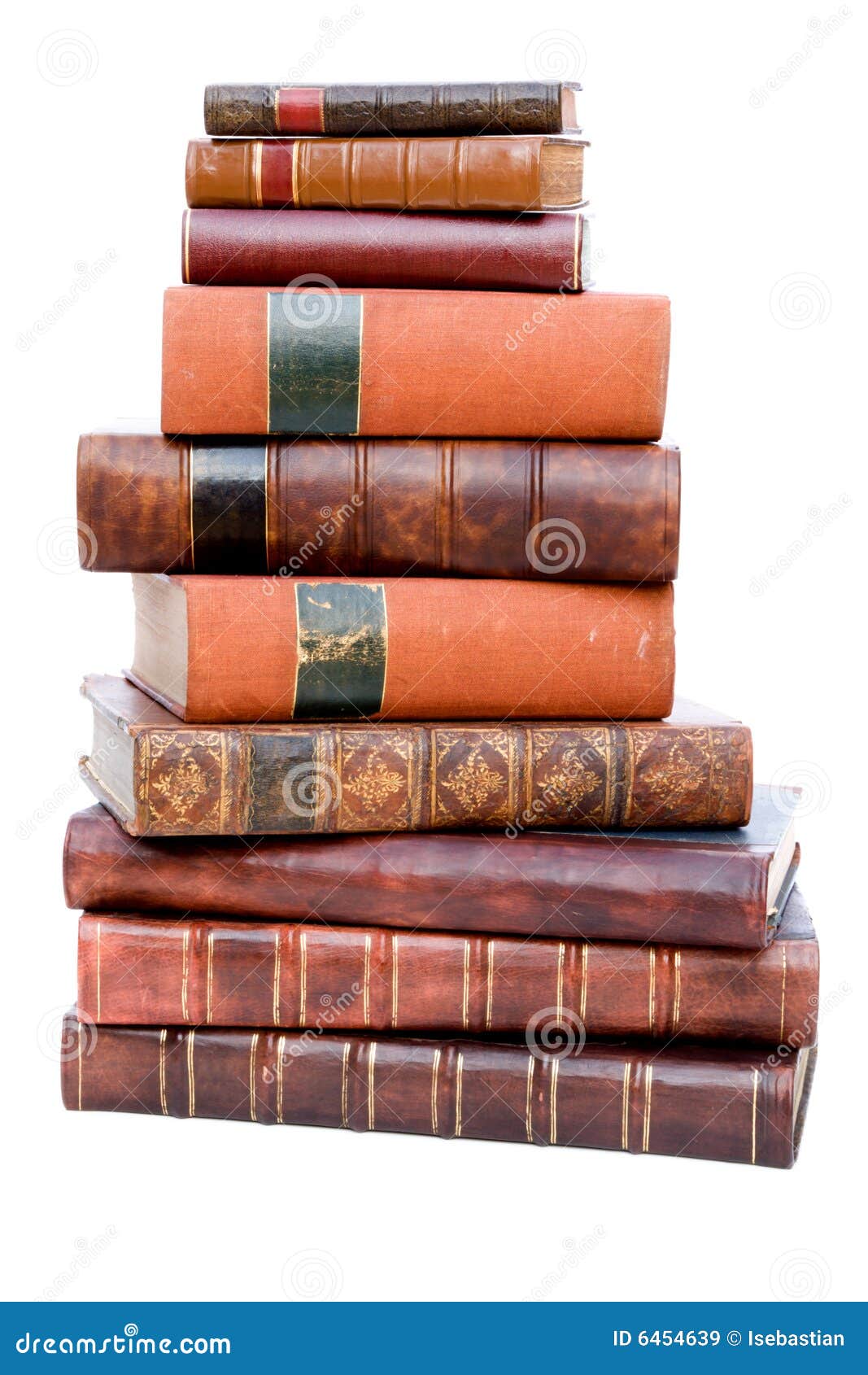 Stack Of Old Leather Books