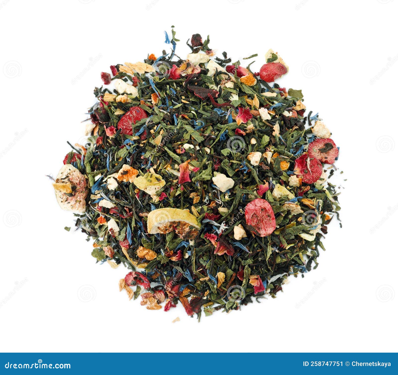 Pile of Aromatic Herbal Tea Isolated on White, Top View Stock Image ...