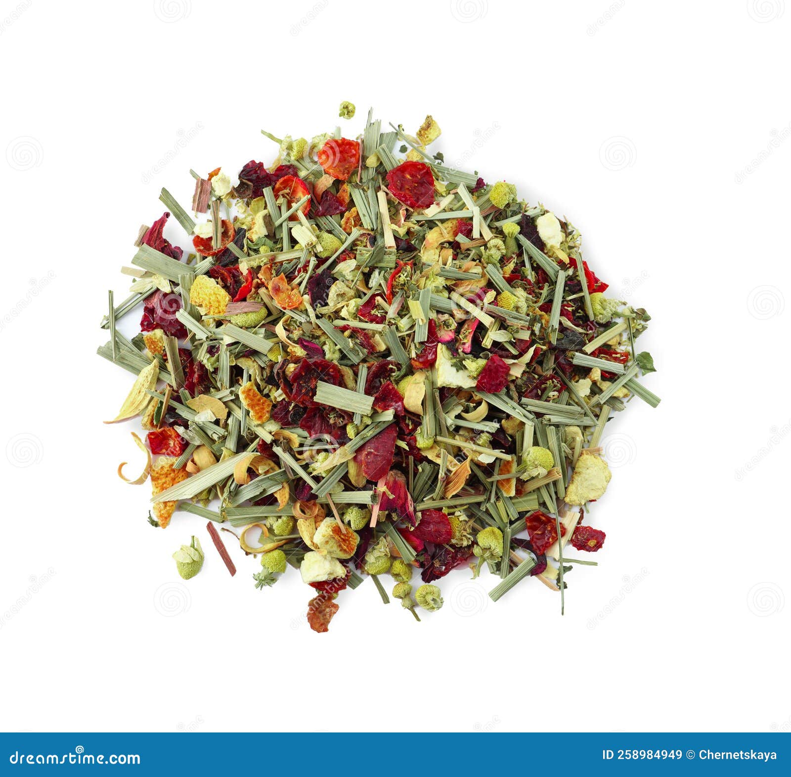 Pile of Aromatic Herbal Tea Isolated on White, Top View Stock Image ...